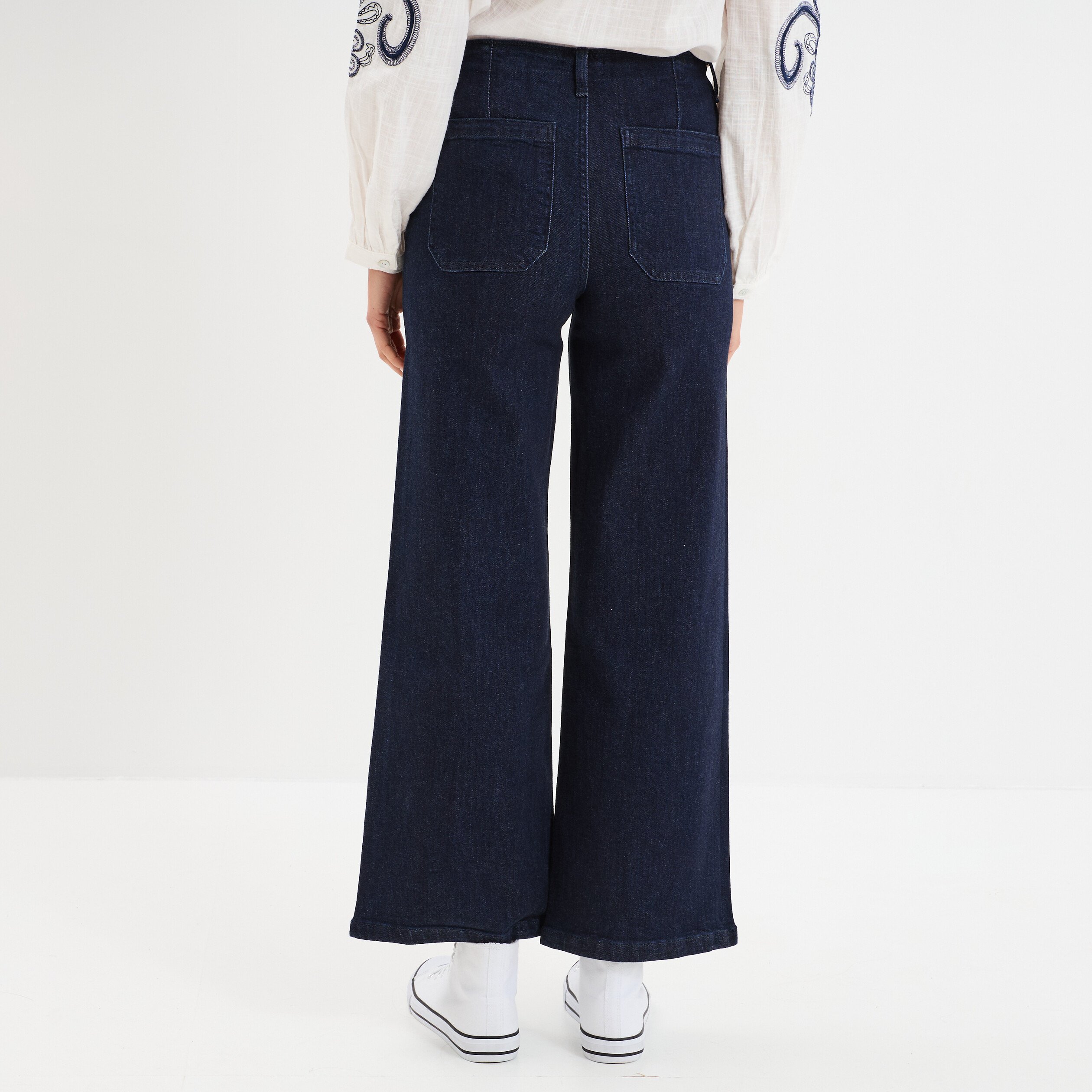 Jean flare cropped taille haute denim brut femme | La Halle