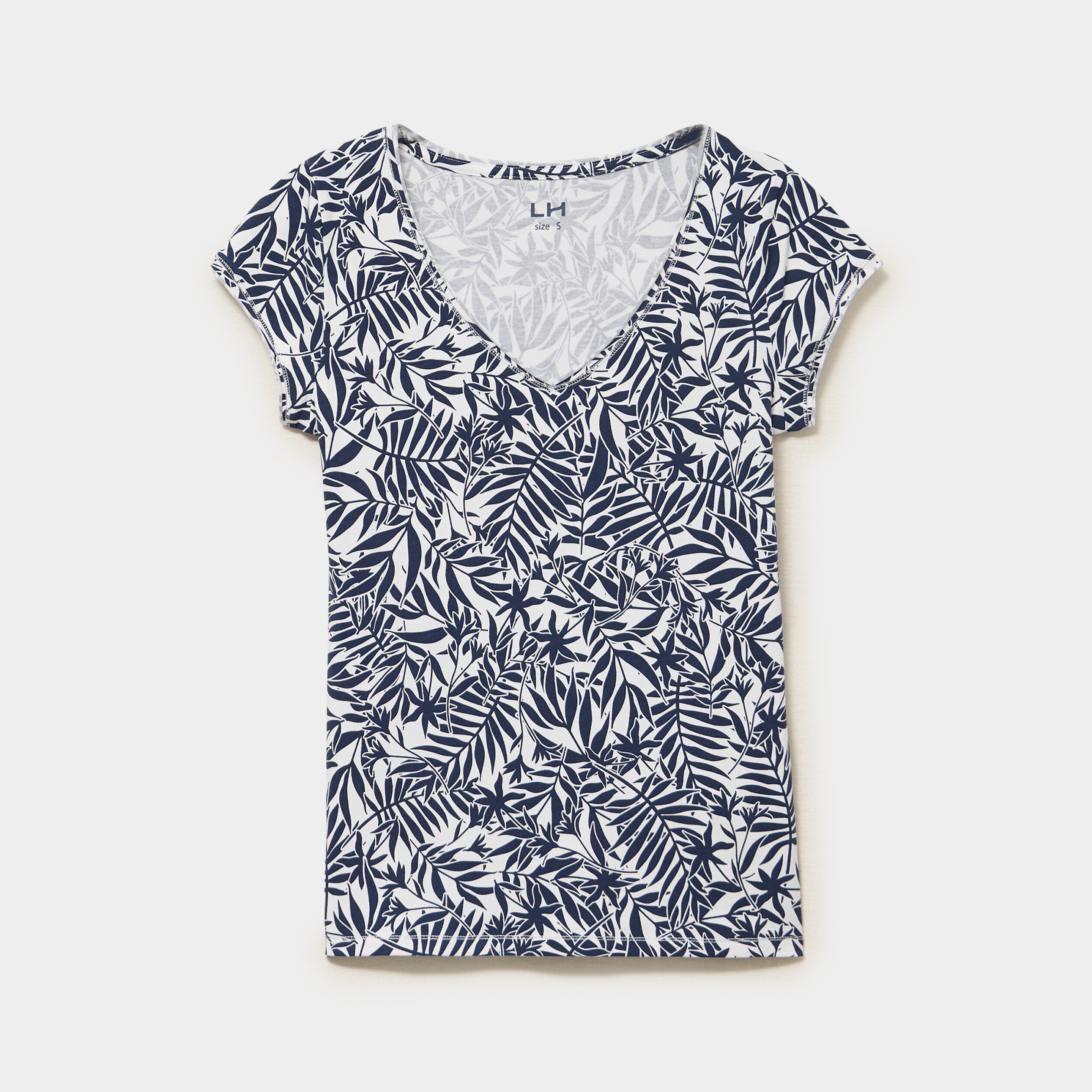 T-shirt col V droit manches courtes ecru femme | La Halle