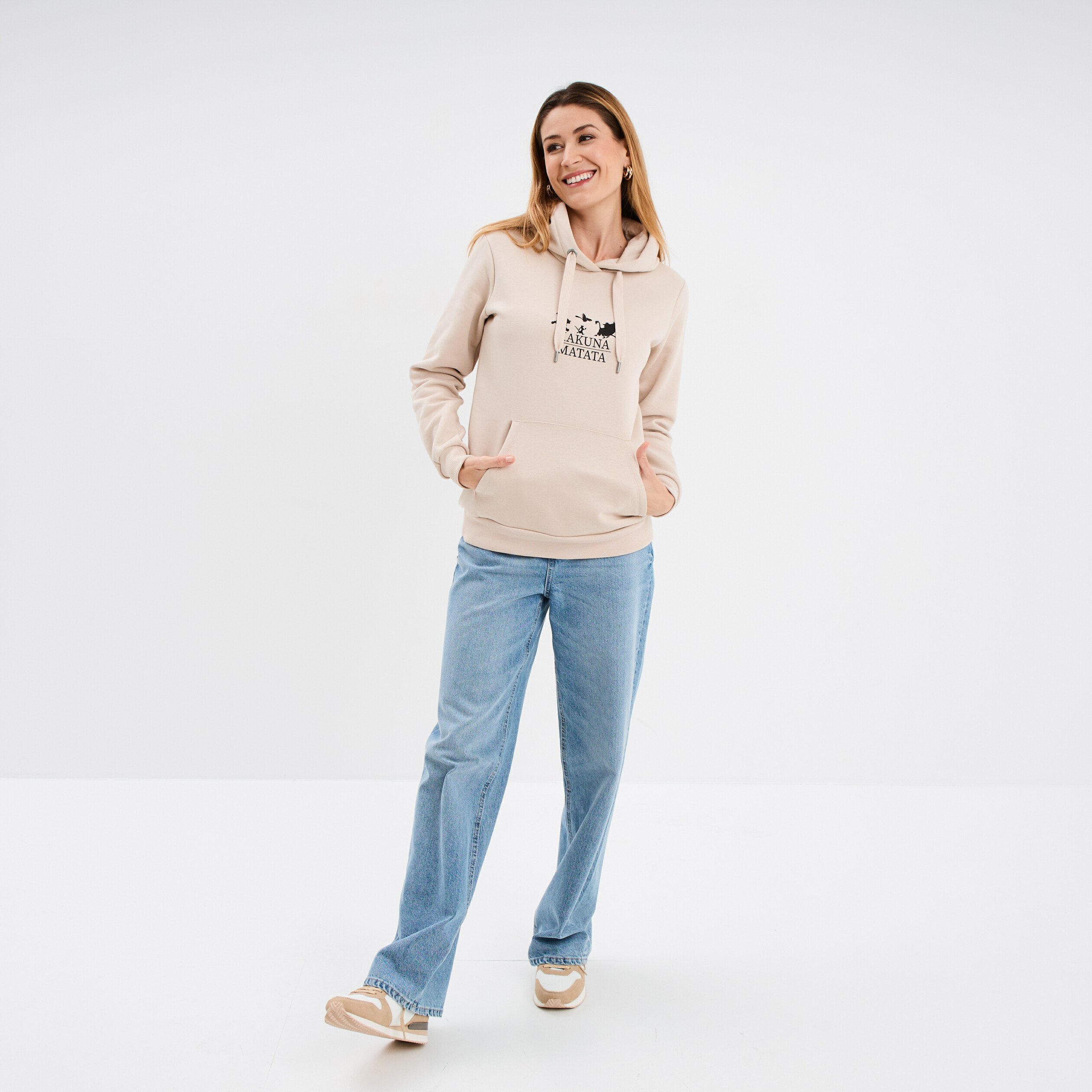 Sweat hoodie 1 poche Le Roi lion sable femme | La Halle