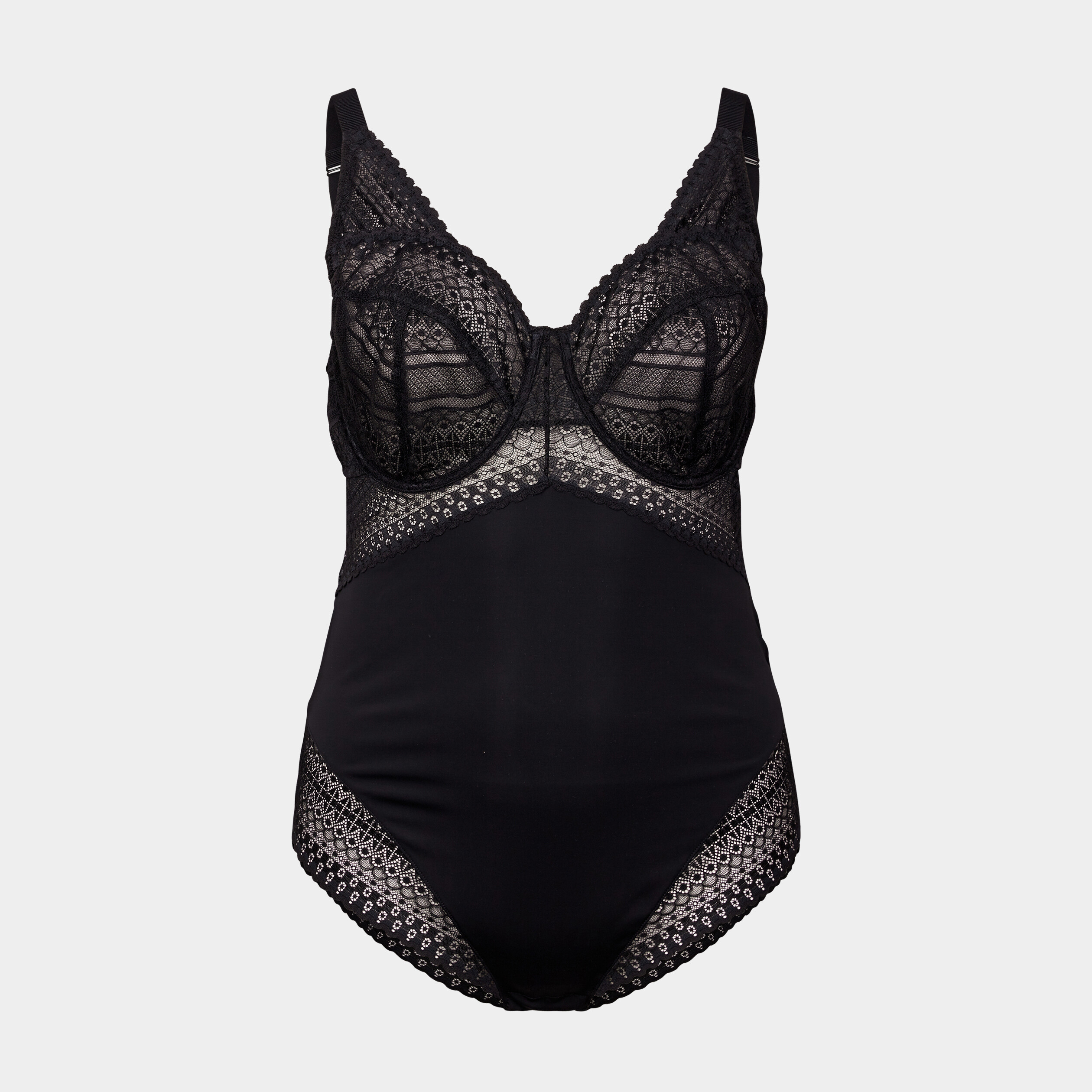 Body emboîtant à dentelle Irma noir femme grande taille | La Halle