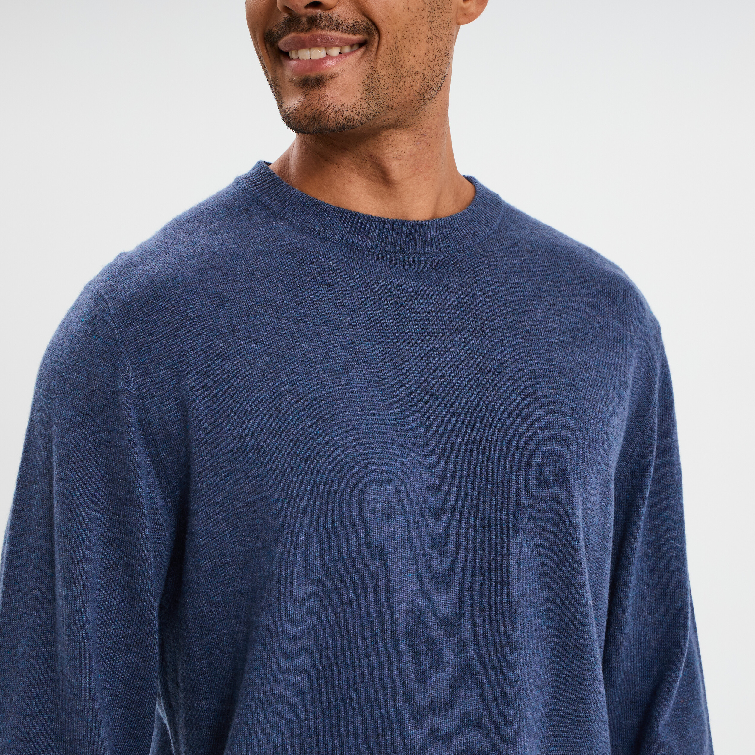 Pull col rond manches longues bleu foncé homme | La Halle