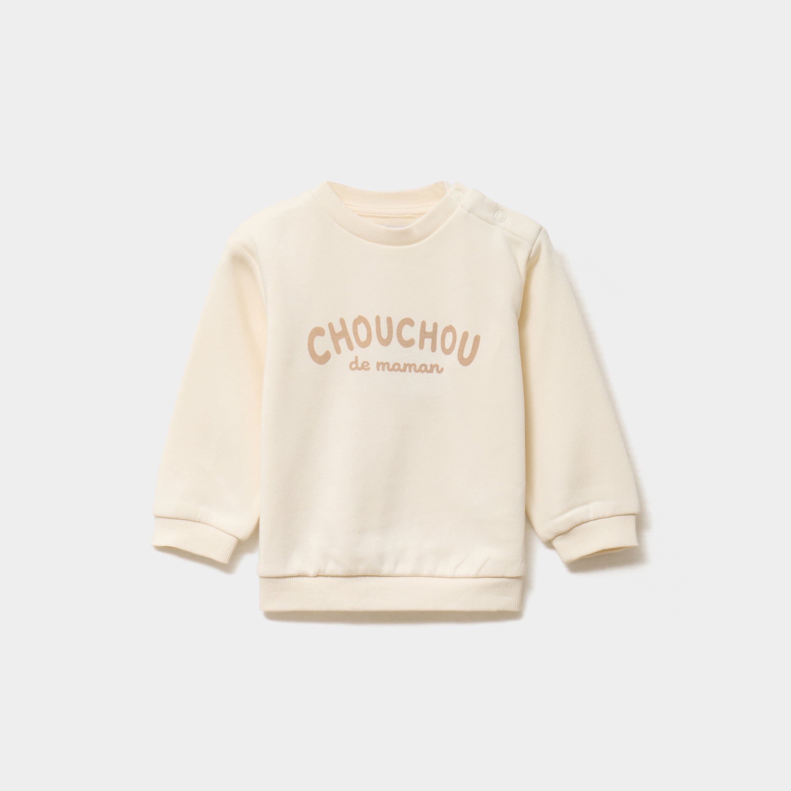 Sweat col rond manches longues ecru bébé garçon | La Halle