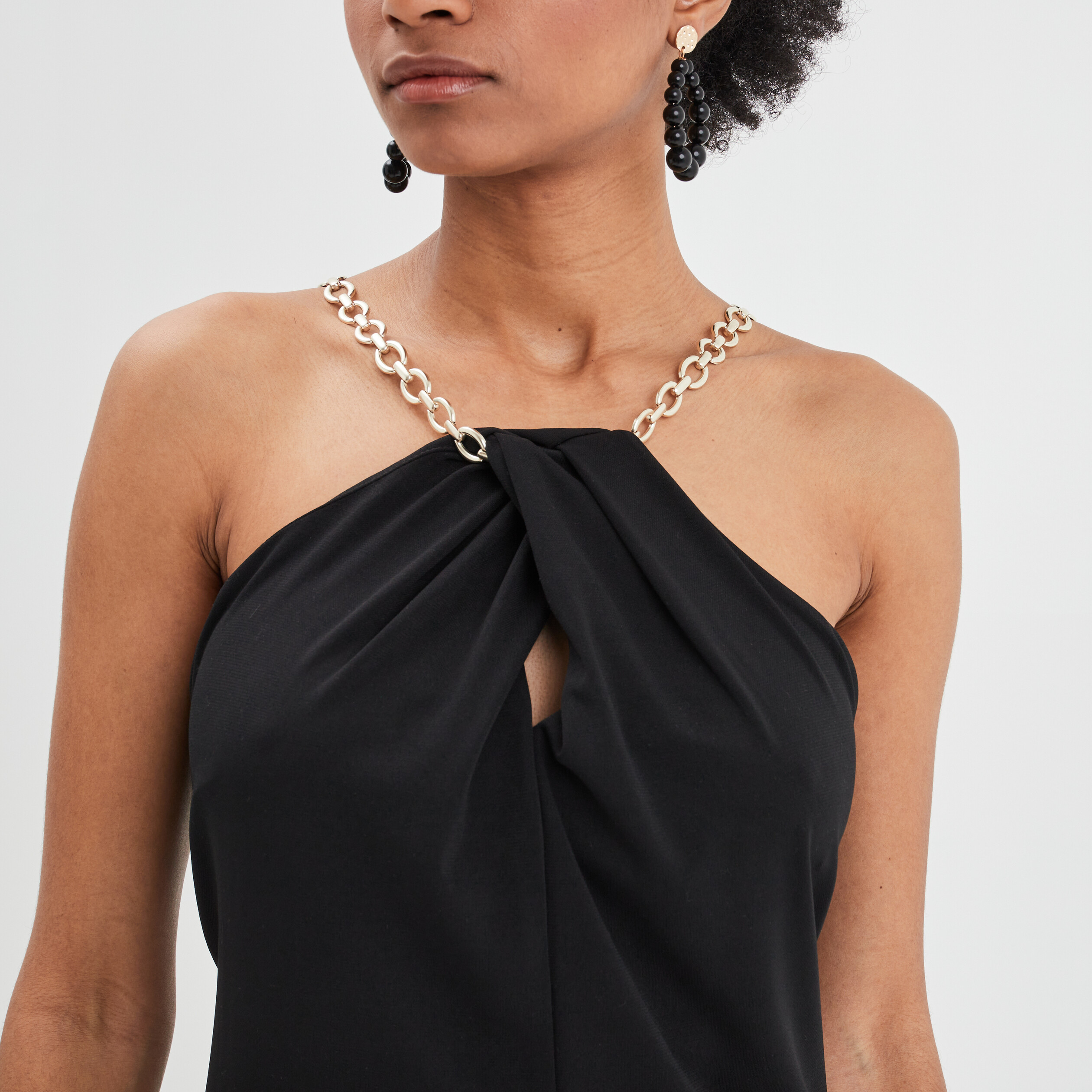 Débardeur encolure américaine à chaîne noir femme | La Halle