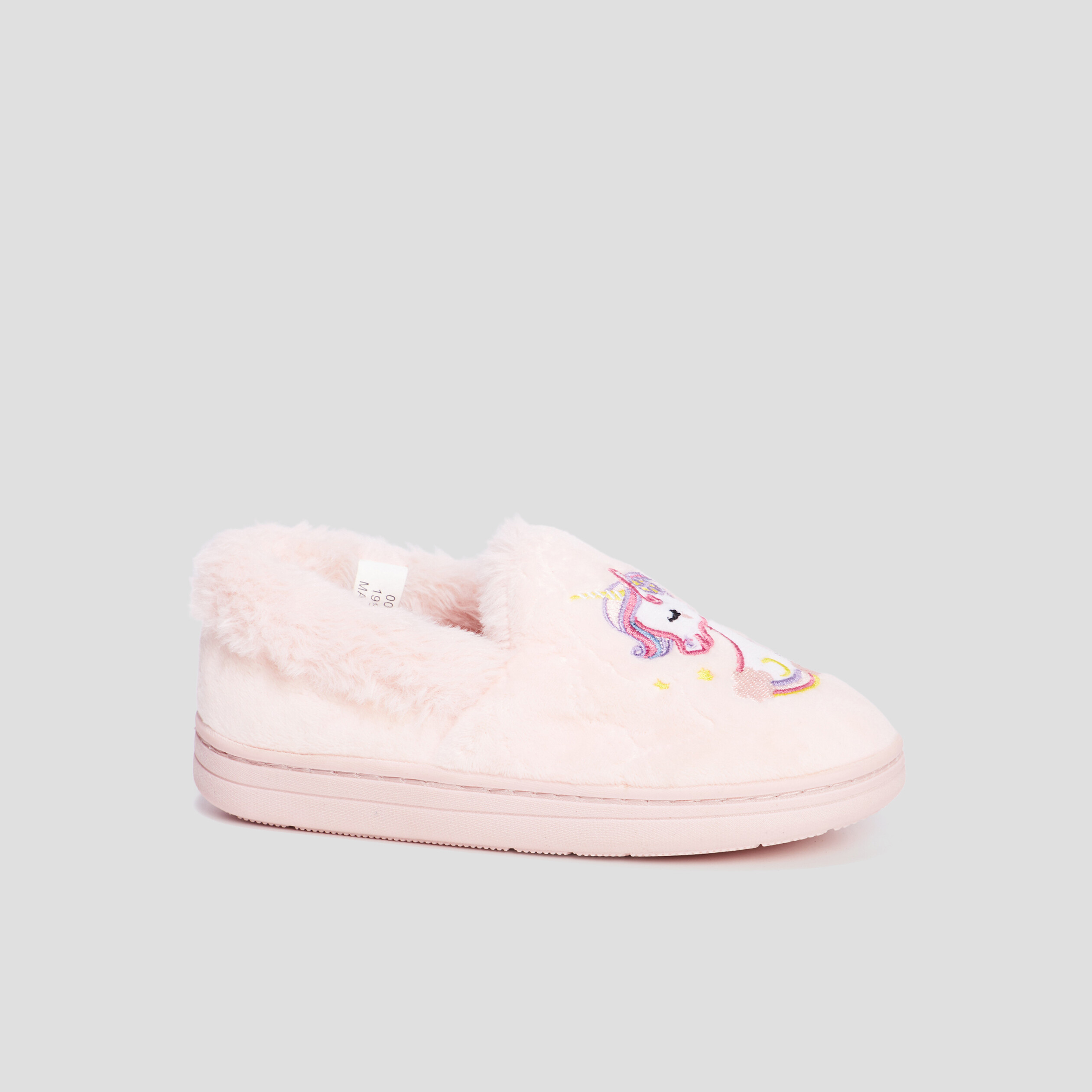 Chaussons brodés fourrés rose fille | La Halle