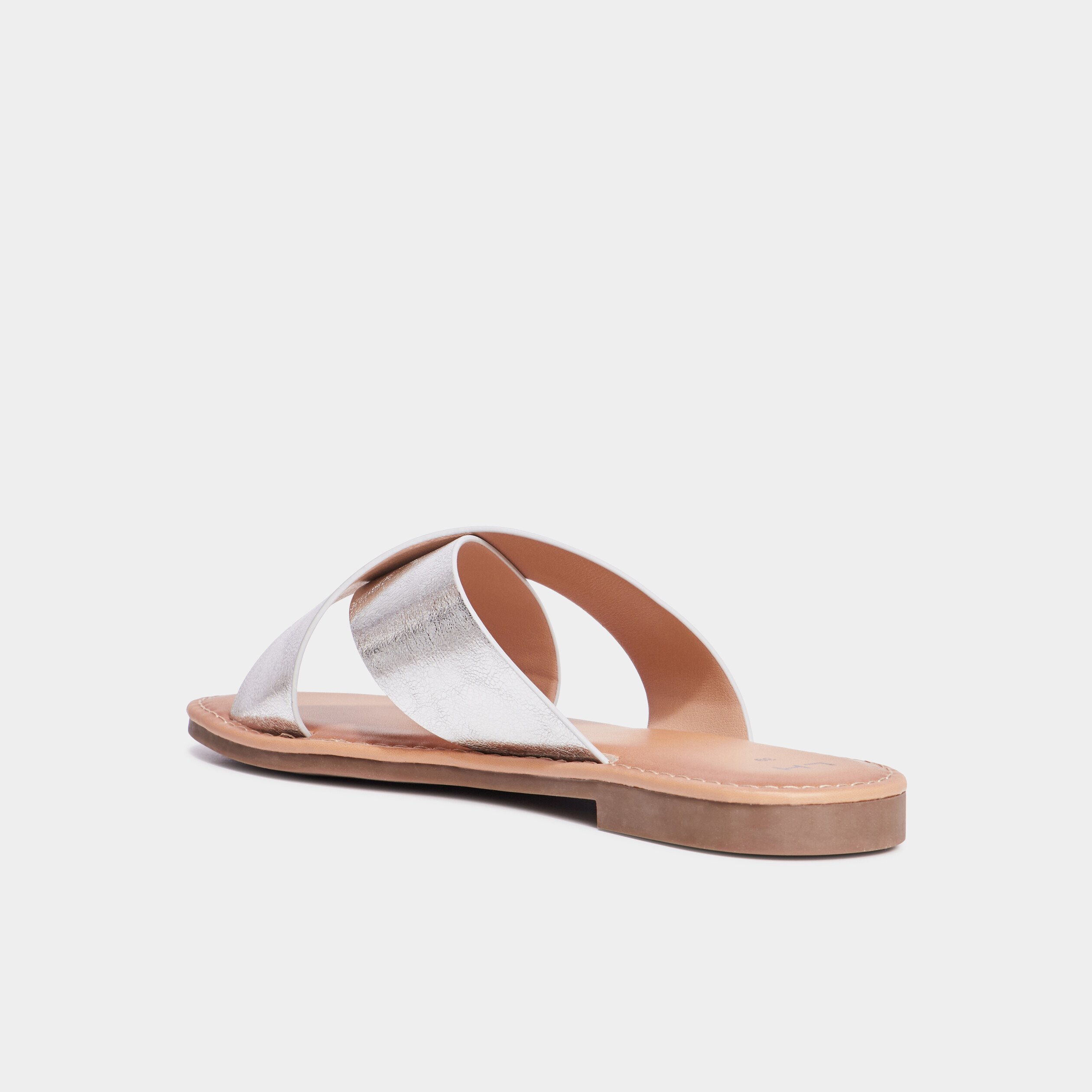 Mules brides larges croisées gris argent femme | La Halle