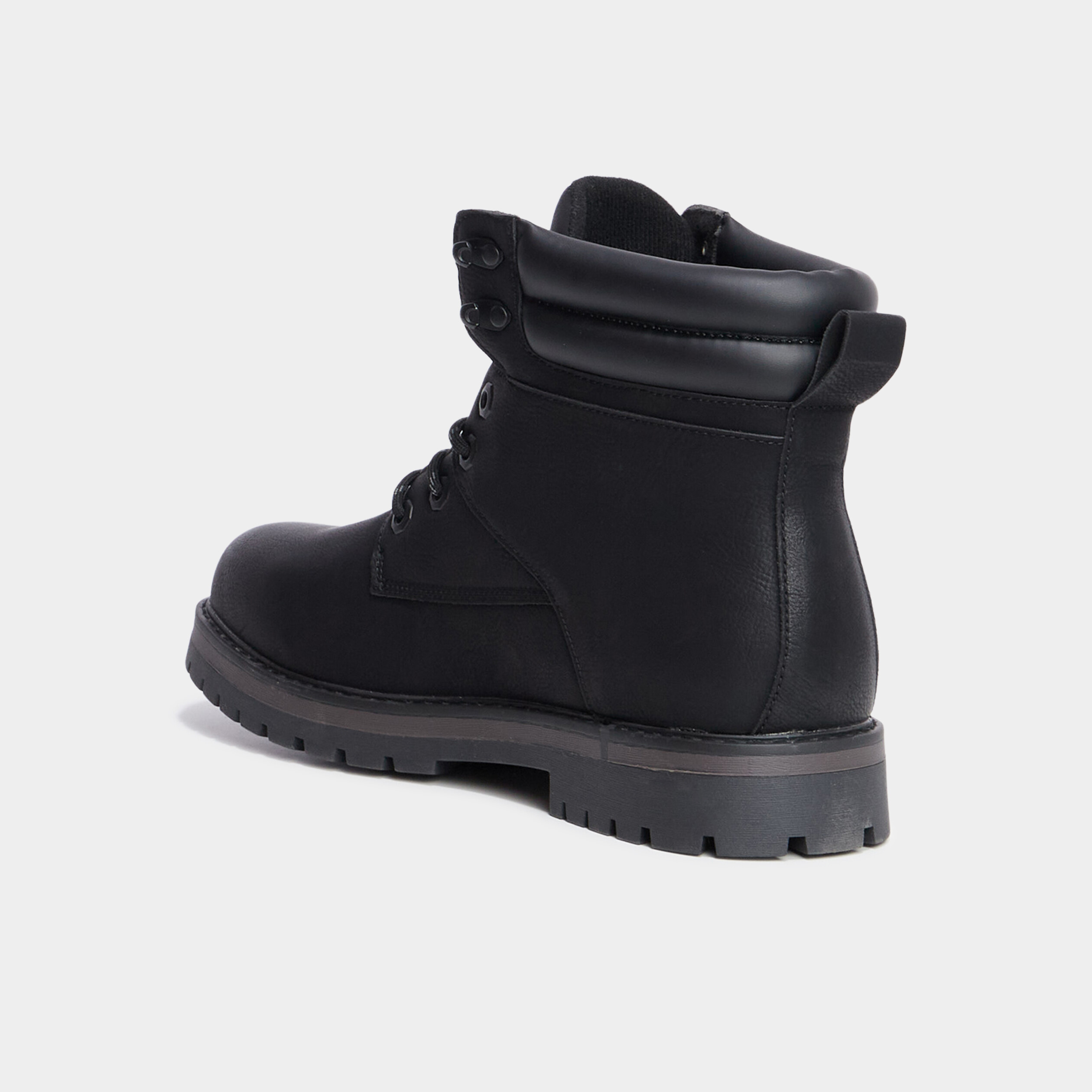 Boots à bout rond lacets noir homme | La Halle