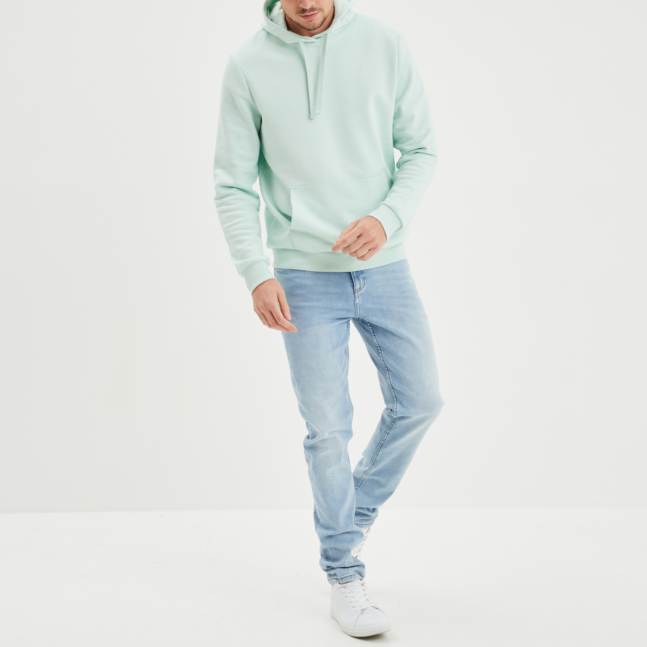 Jeans slim 5 poches denim bleach homme | La Halle