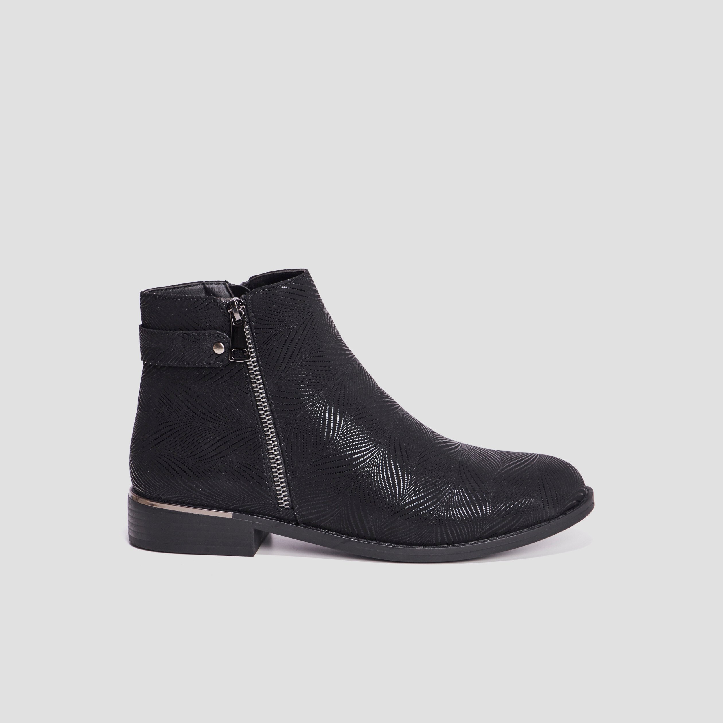 Bottines zippées avec perforations noir femme | La Halle