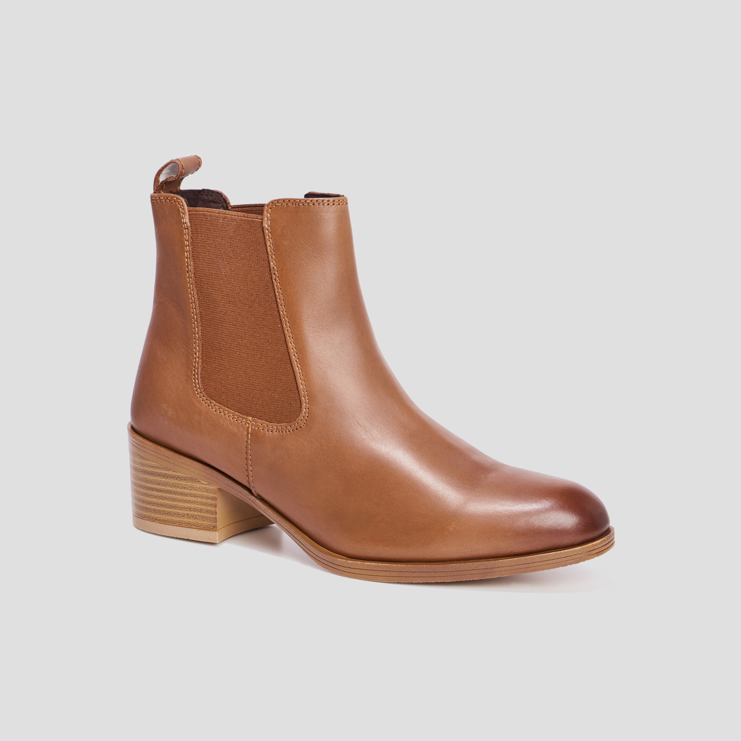 Bottines à talons en cuir marron femme | La Halle