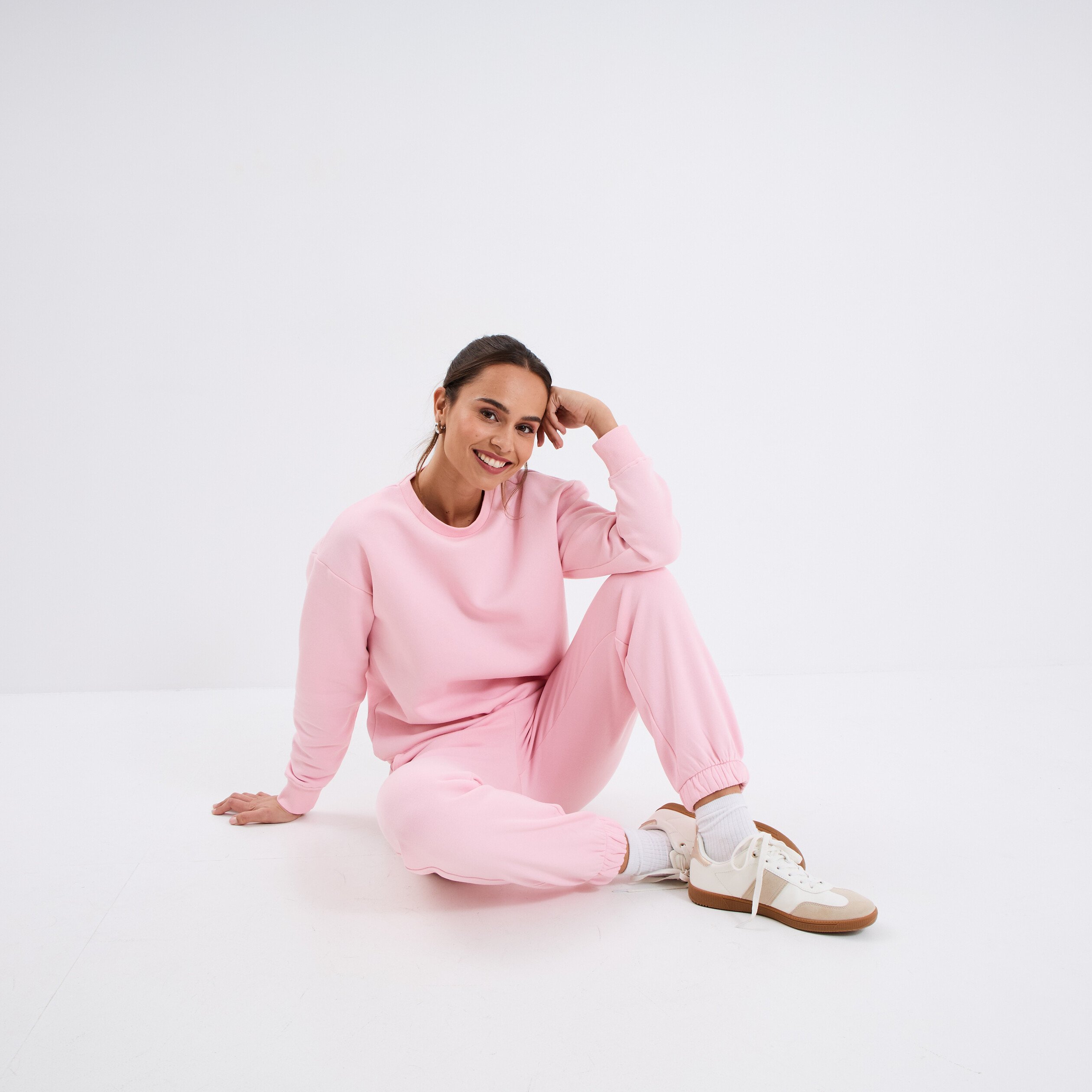 Sweat Col Rond Manches Longues Rose Clair Femme La Halle