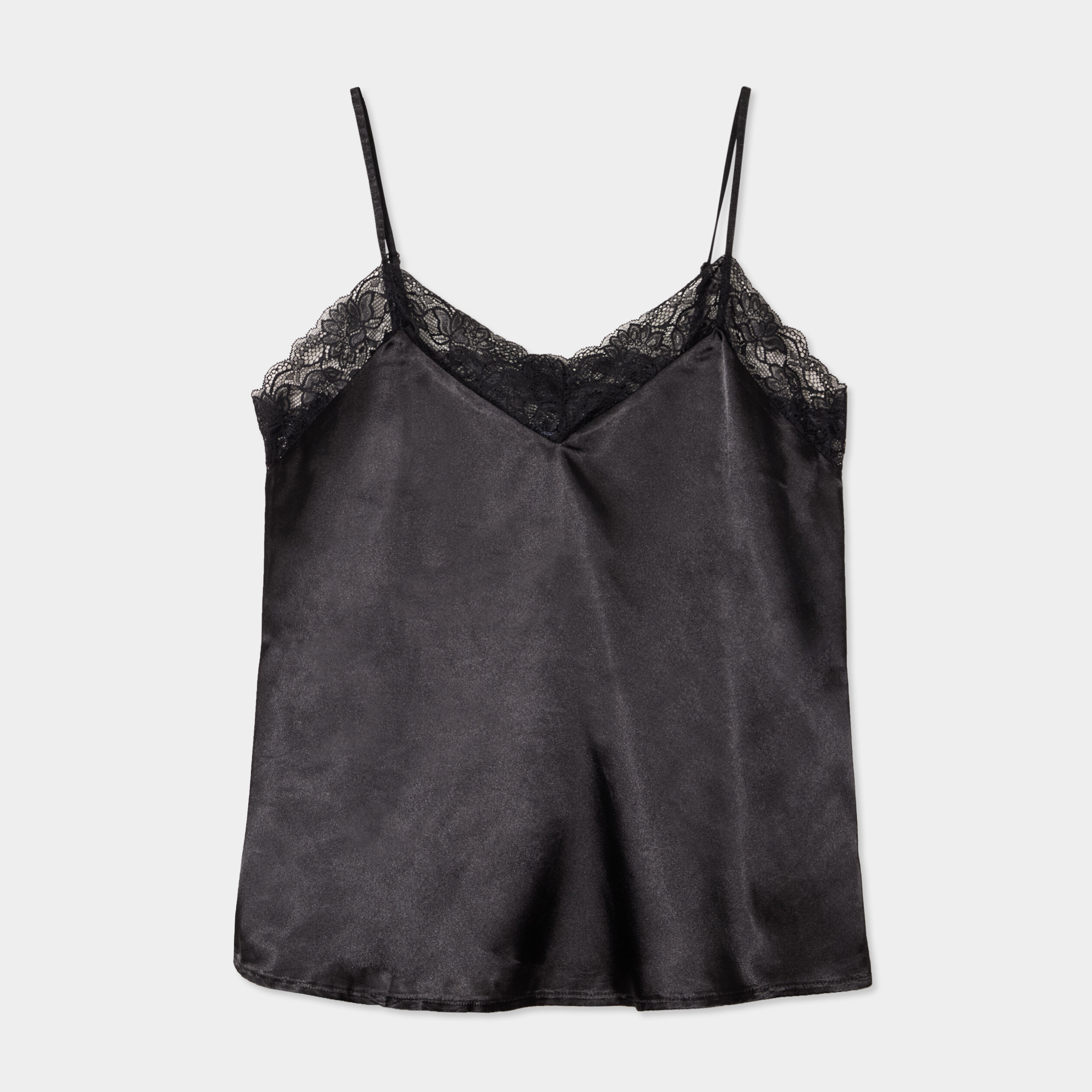 Caraco effet satin détails dentelle noir femme | La Halle