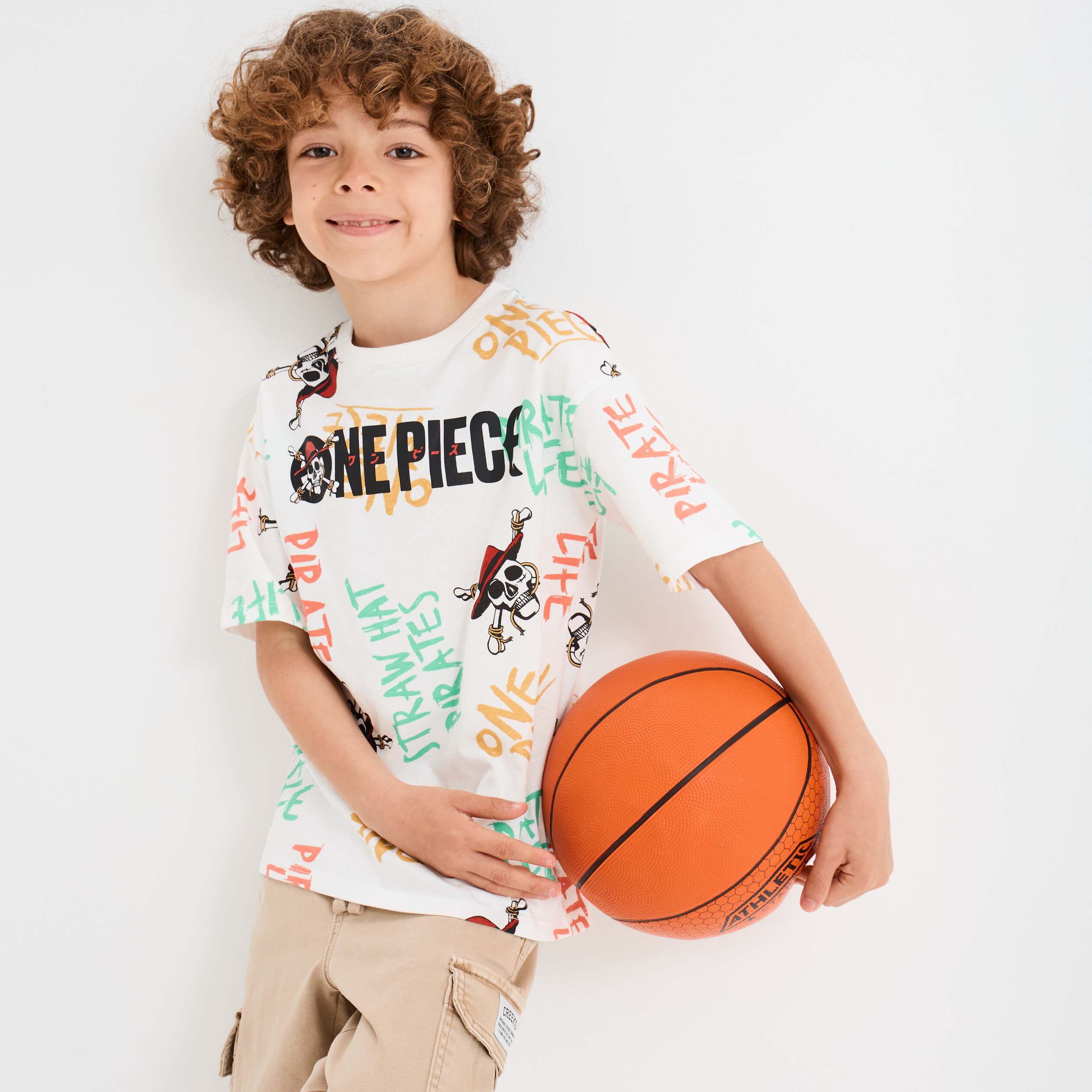 T-shirt manches courtes One Piece blanc garçon | La Halle