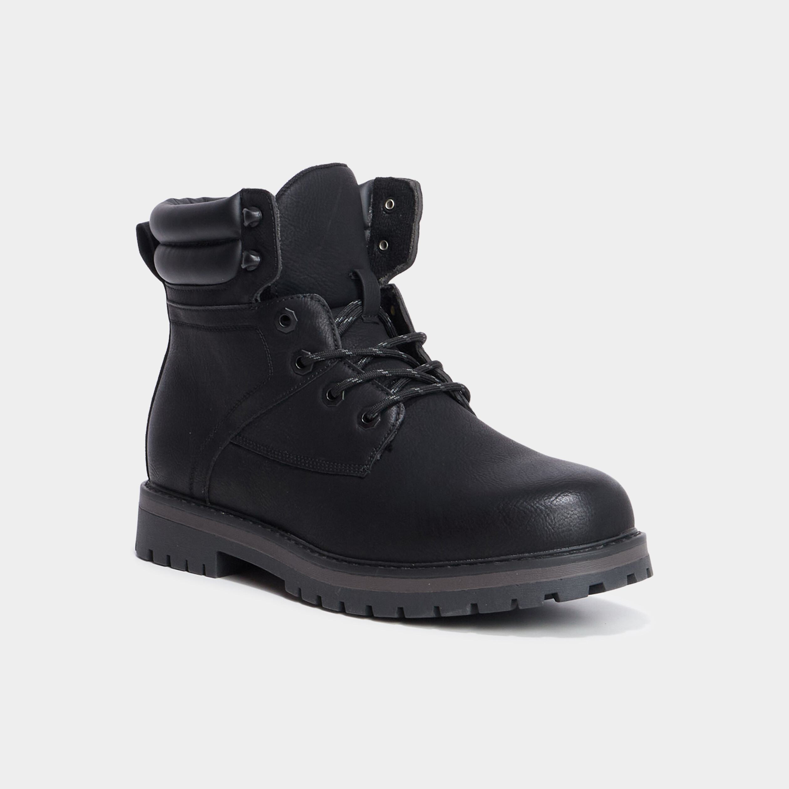Bottines à bout rond lacets noir homme | La Halle