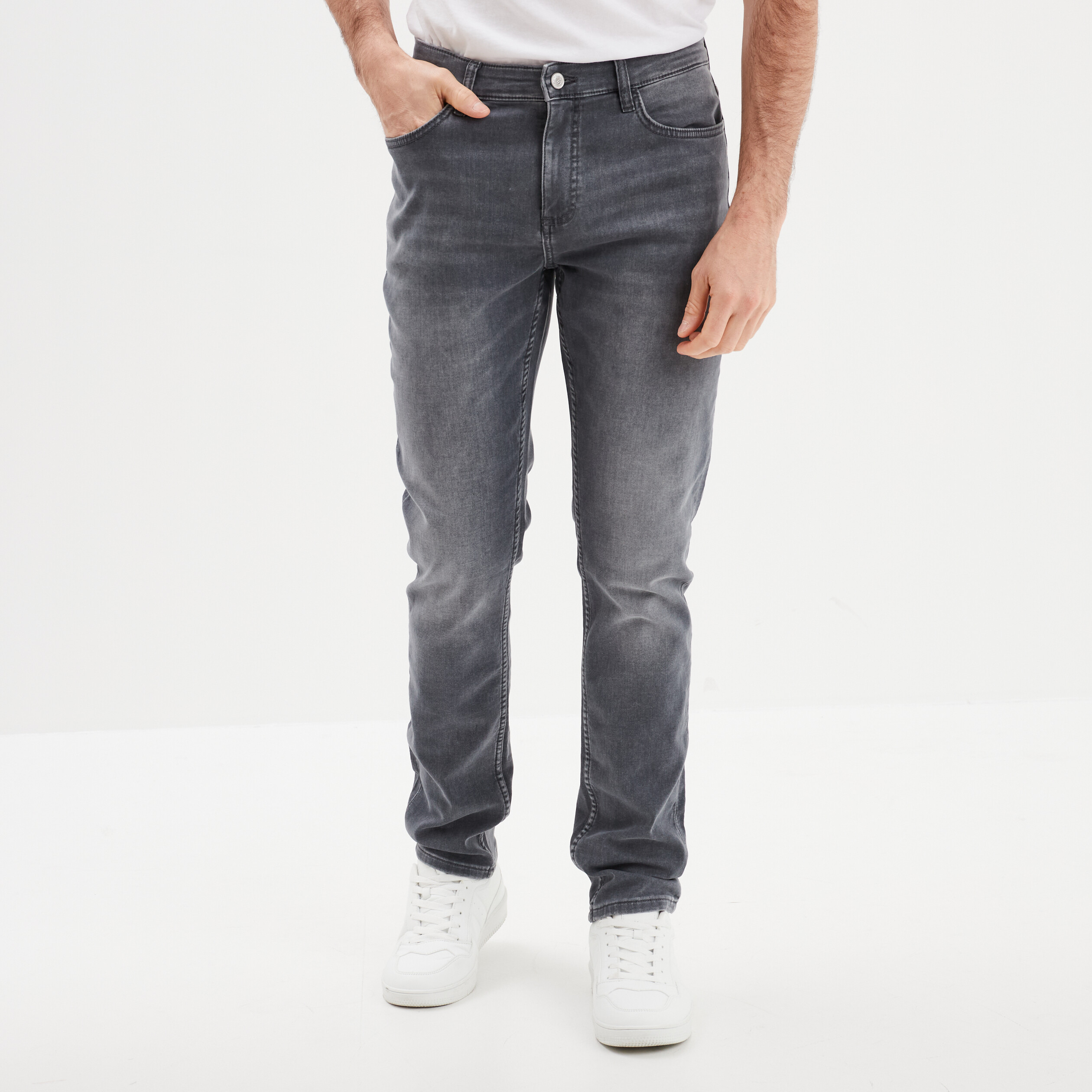 Jean stretch coupe slim denim gris homme | La Halle