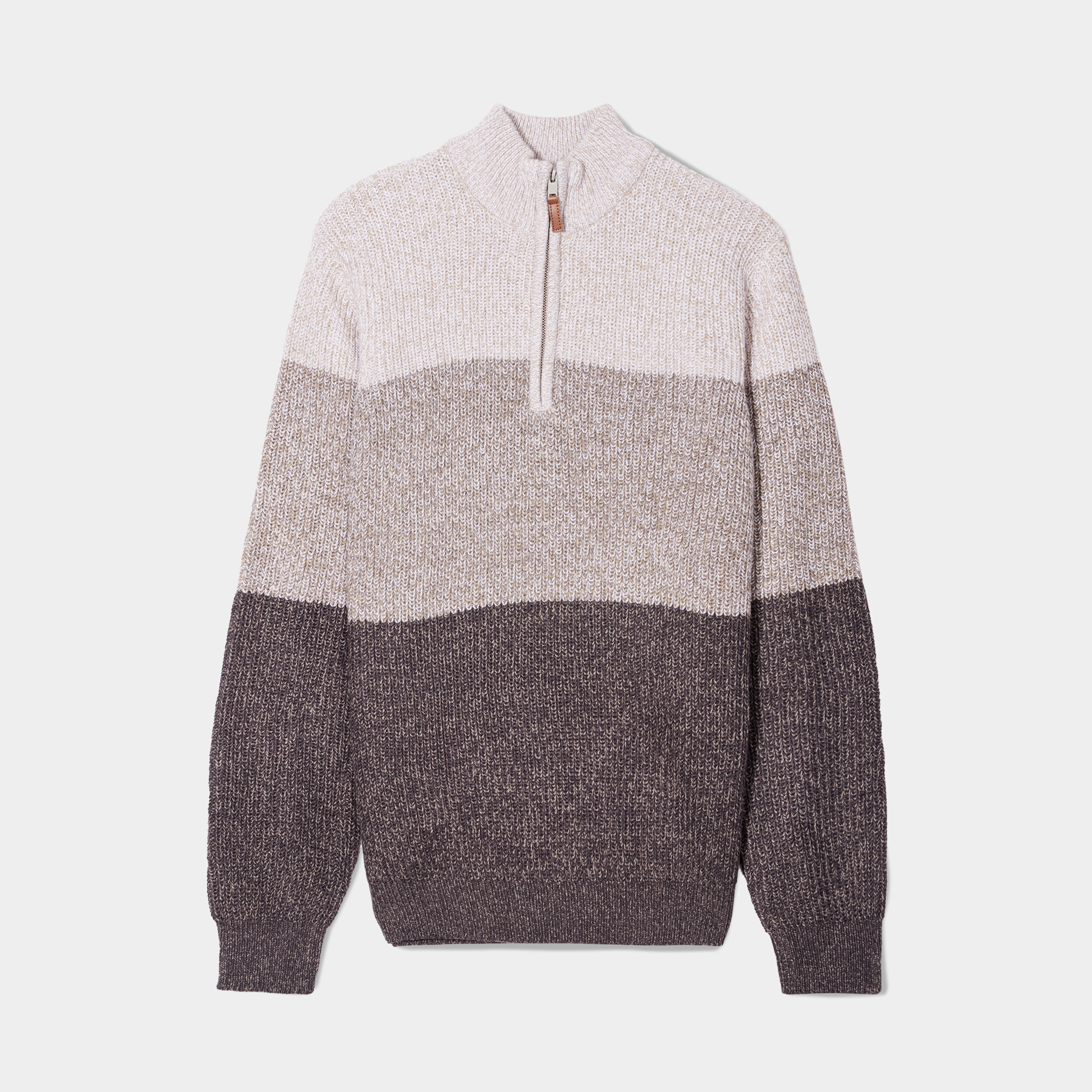 Pull camionneur col zippé vert kaki homme | La Halle