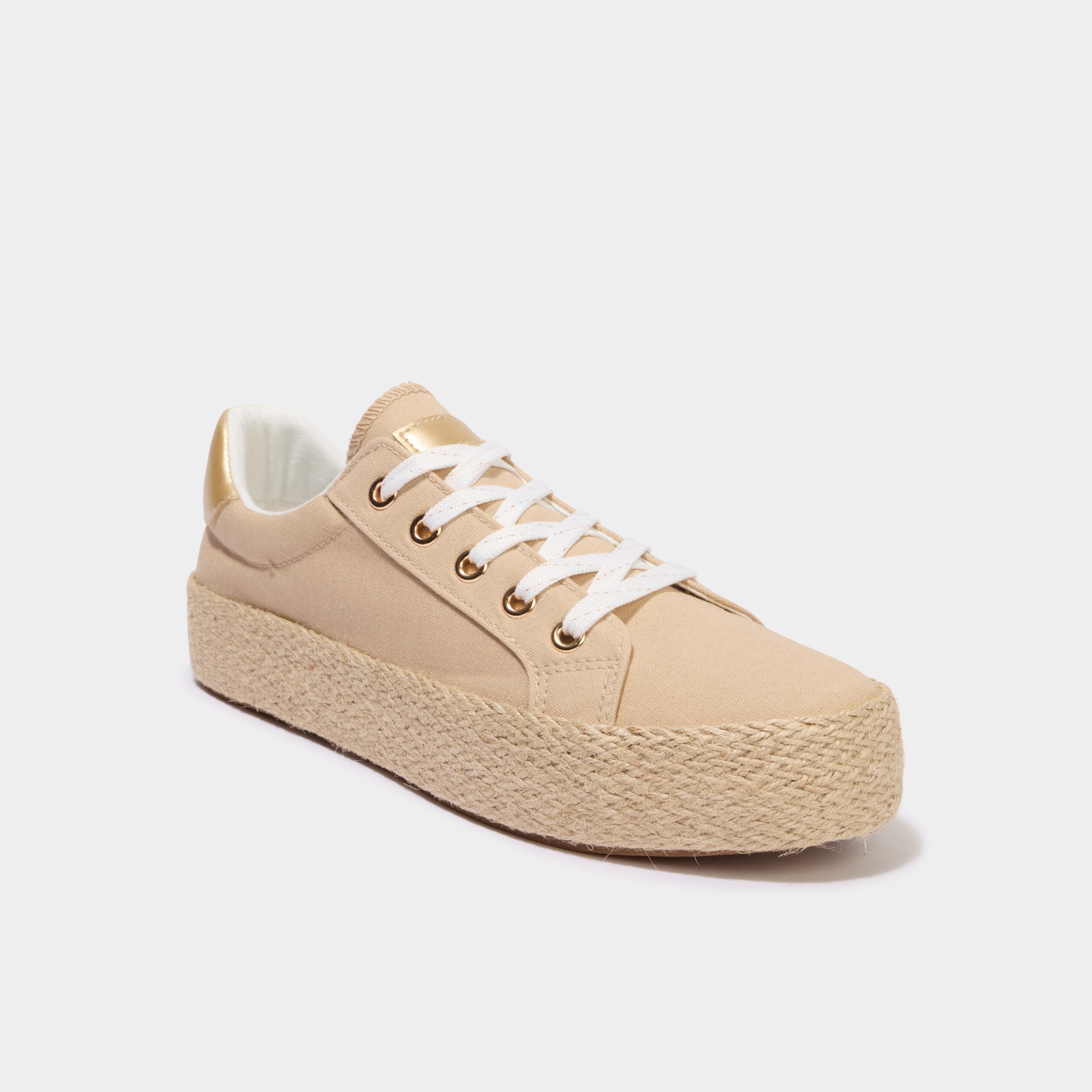 Tennis basses toile plateformes sable femme | La Halle