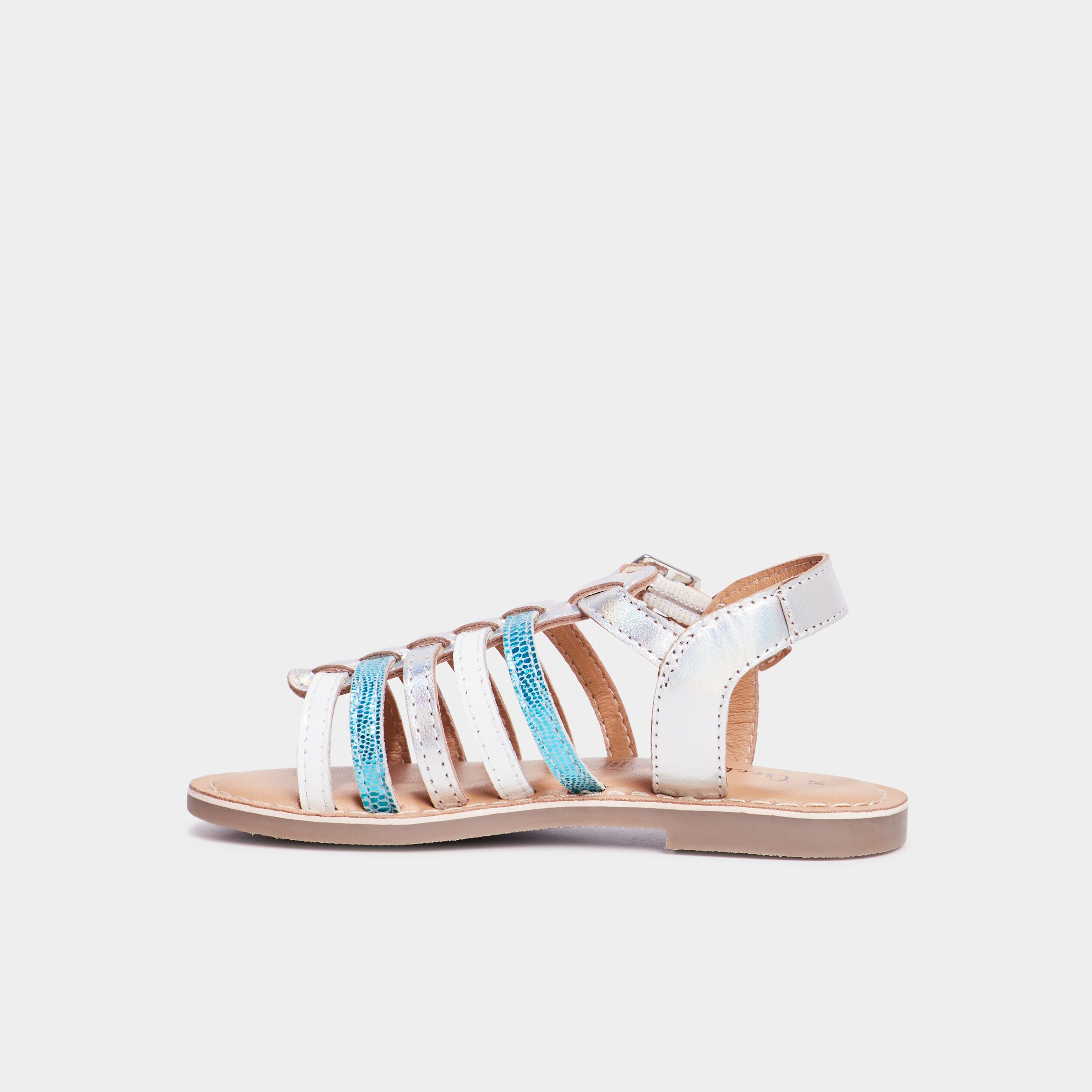 Sandales brides irisées en cuir Creeks bleu fille | La Halle