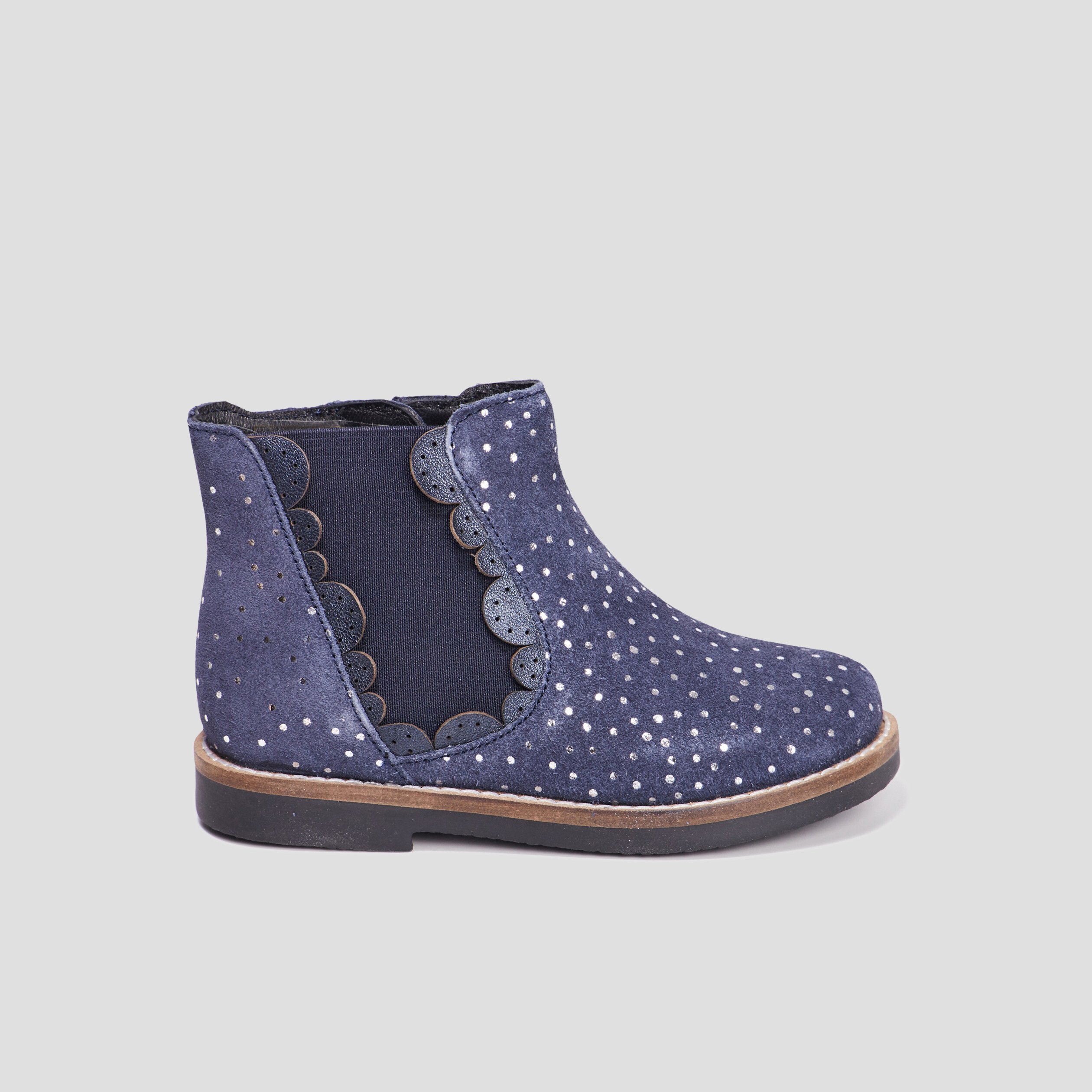 Bottines zippées en cuir bleu fille | La Halle