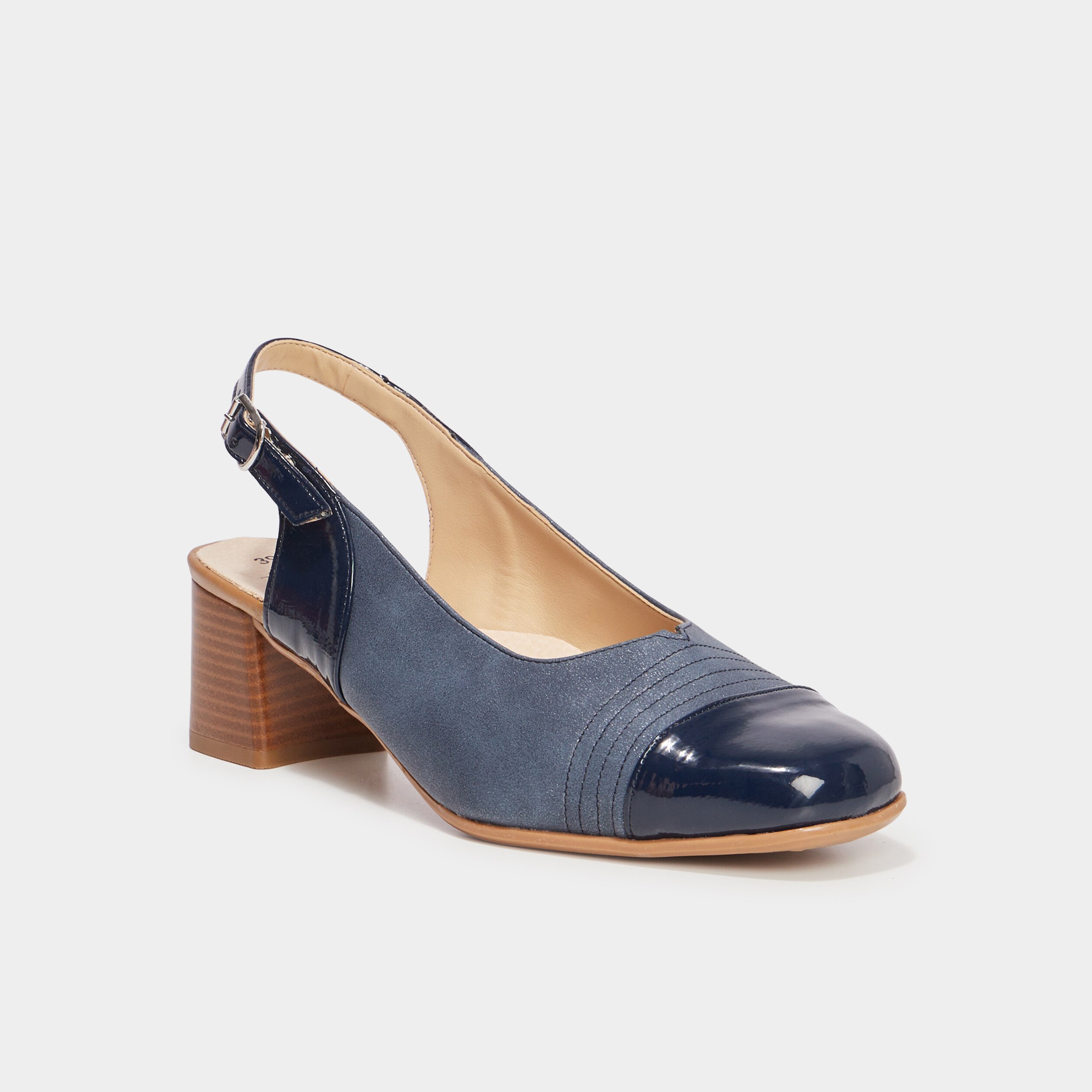 Escarpins pied large Confortissimo bleu marine femme | La Halle