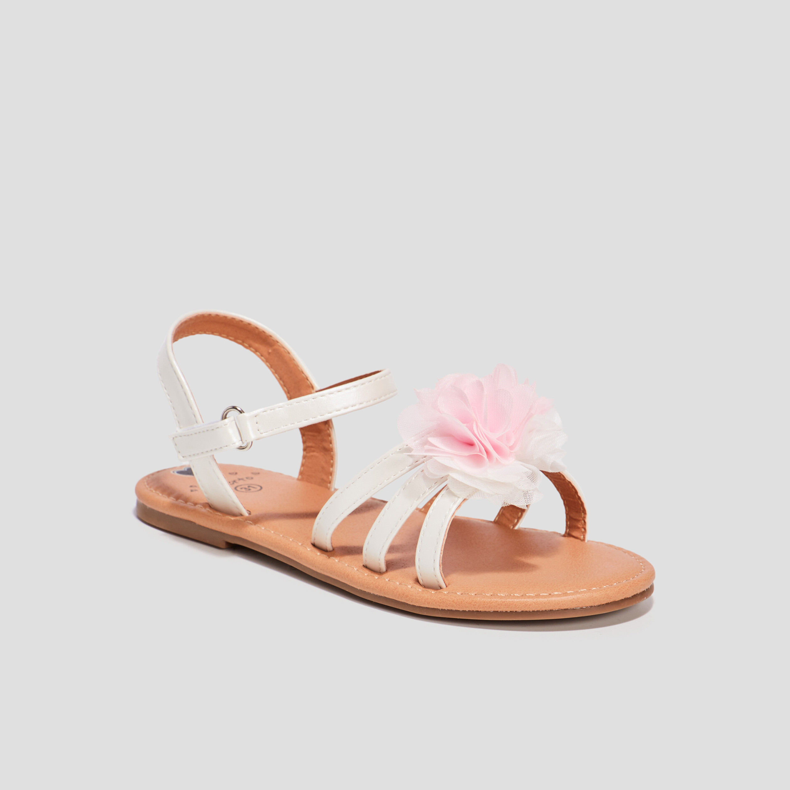 Sandales avec bride à scratch blanc fille | La Halle