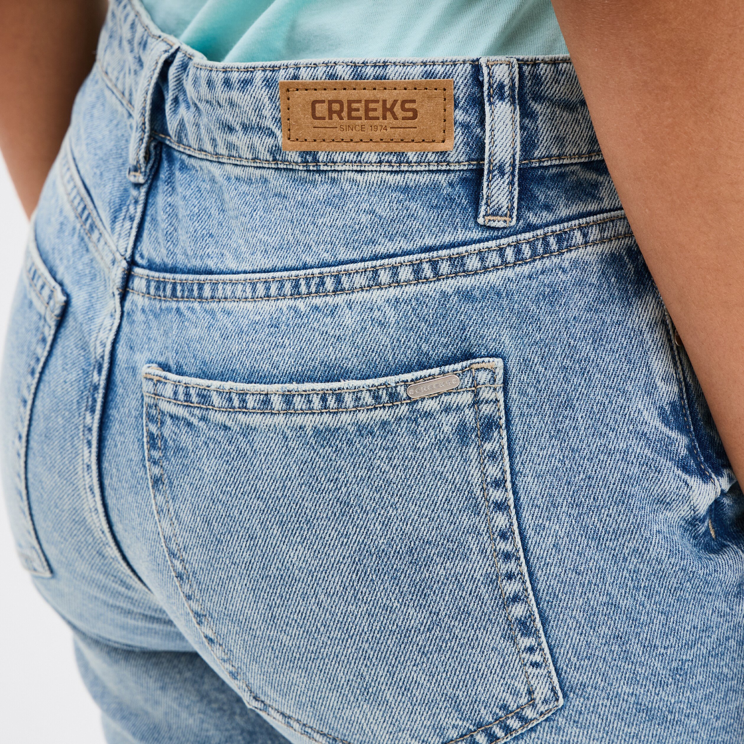 Jeans straight 5 poches coton denim double stone femme | La Halle