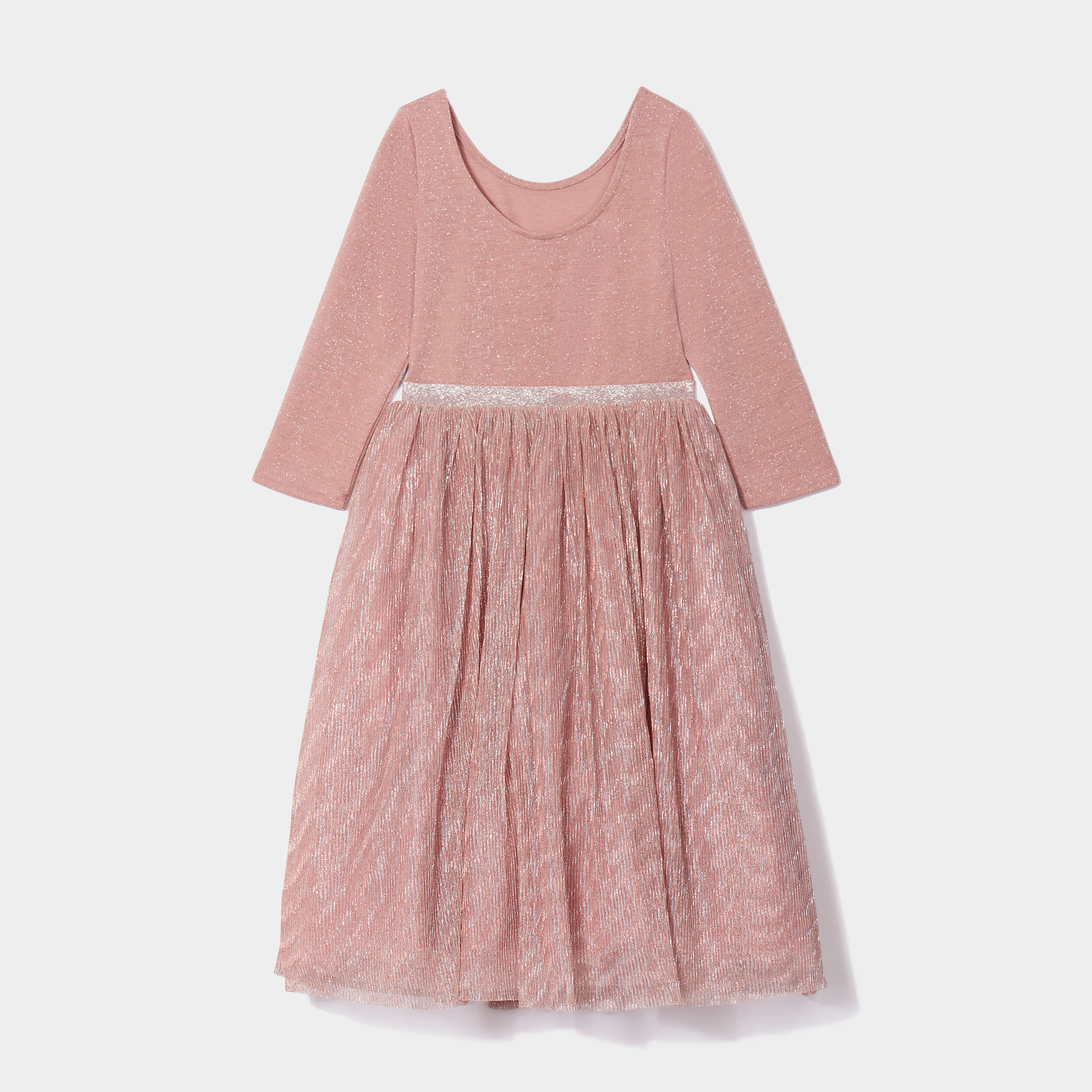 Robe longueur genou manches 3/4 rose fille | La Halle