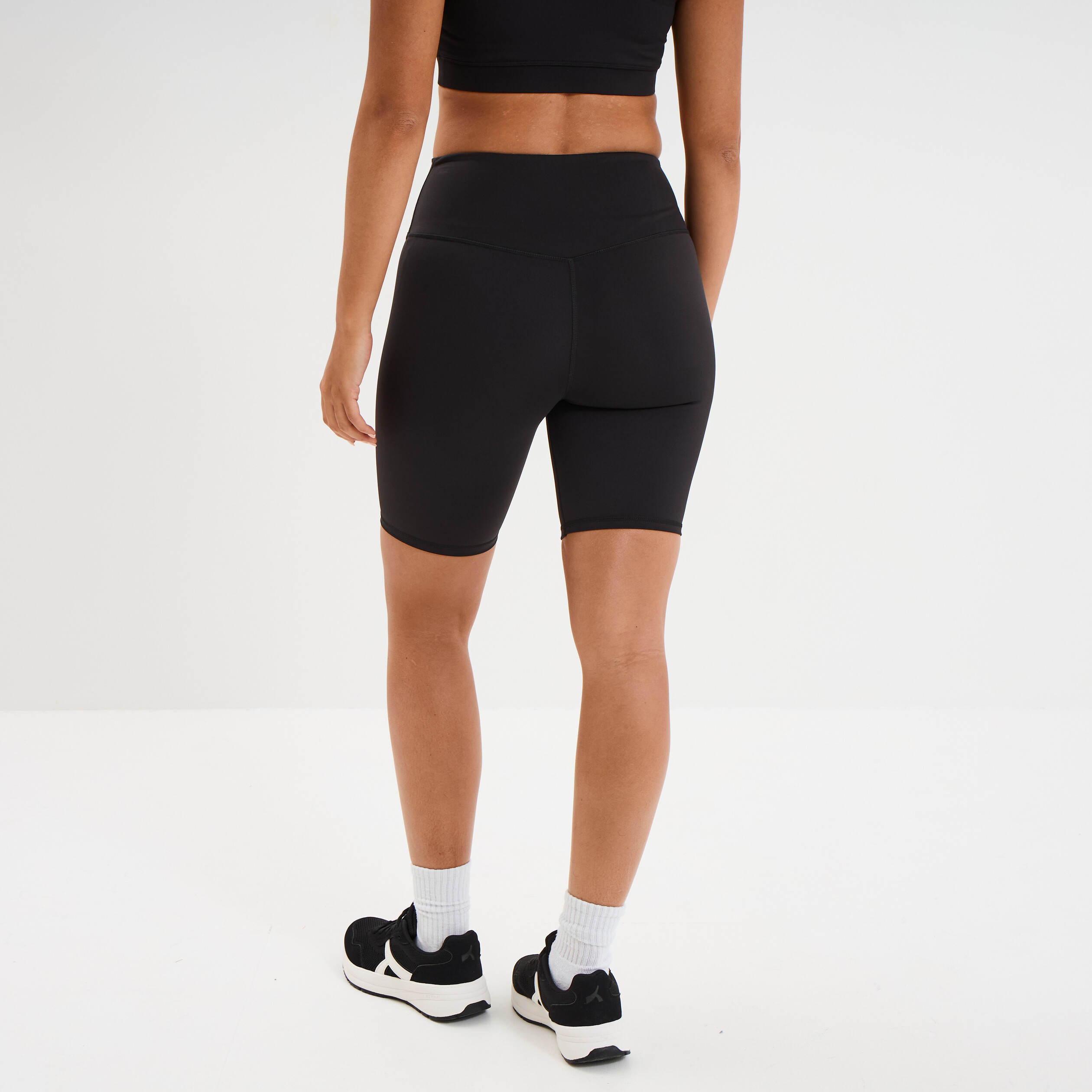 Short cycliste de sport taille haute noir femme | La Halle