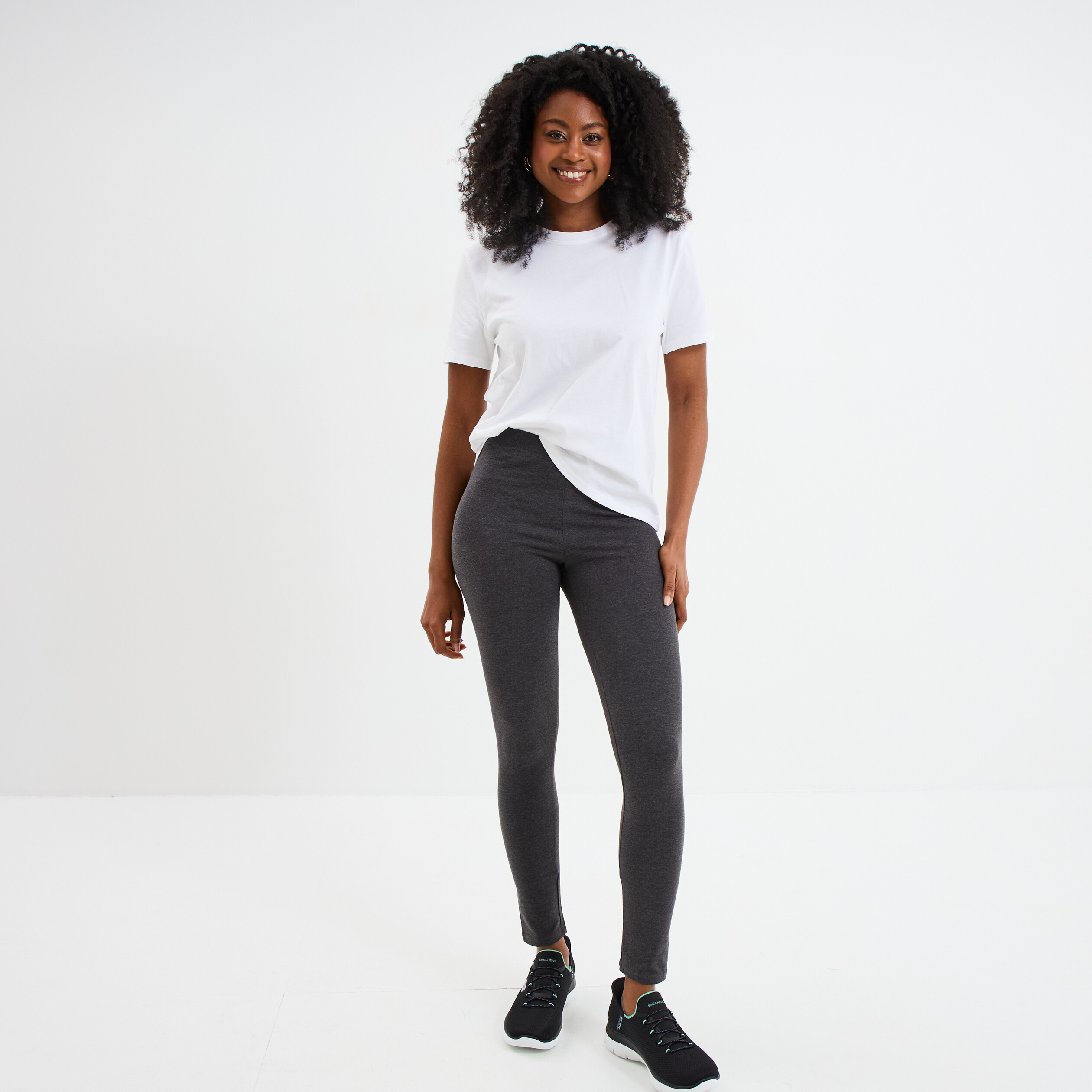 Legging long taille haute gris foncé femme | La Halle