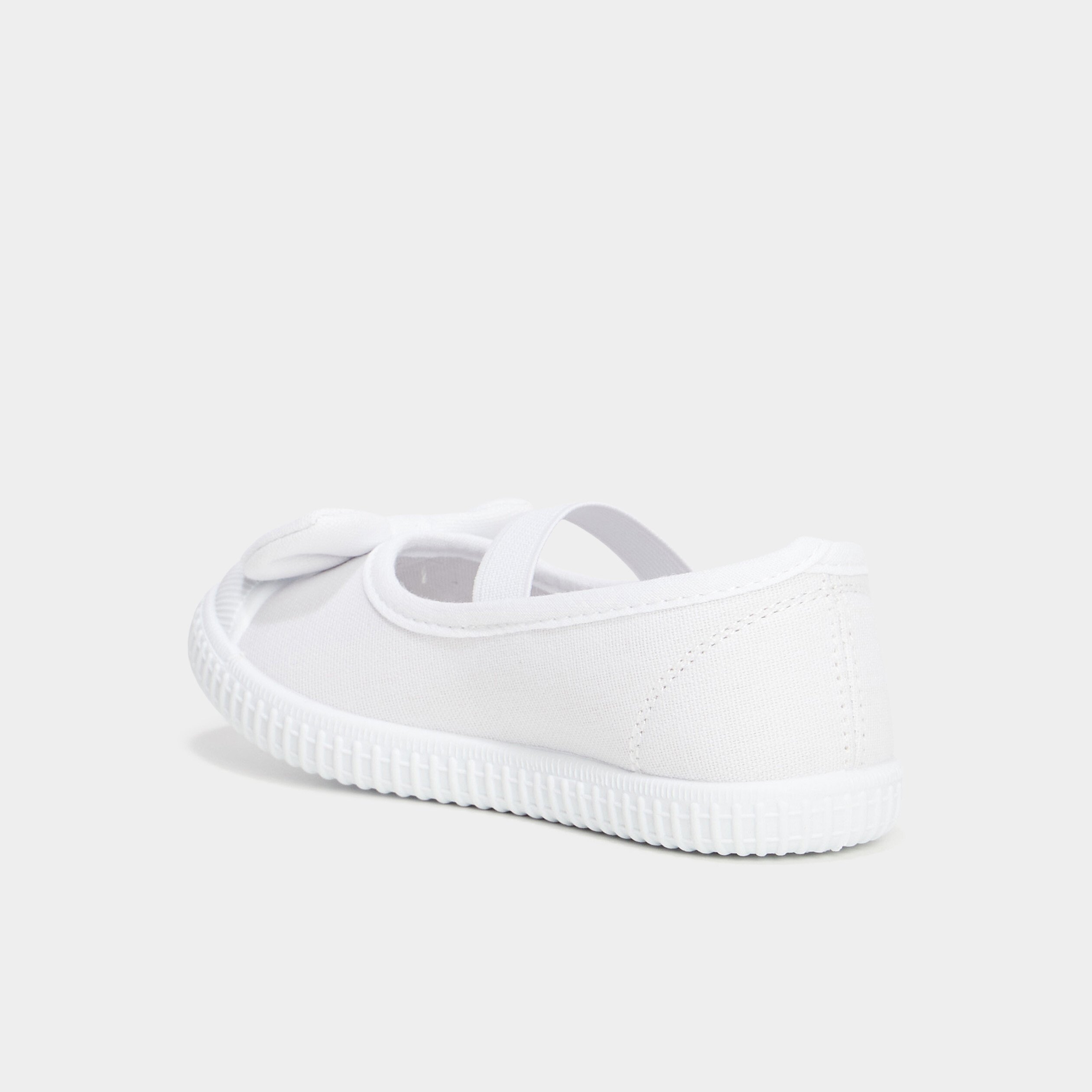 Ballerines toile à noeuds bout renforcé blanc fille | La Halle