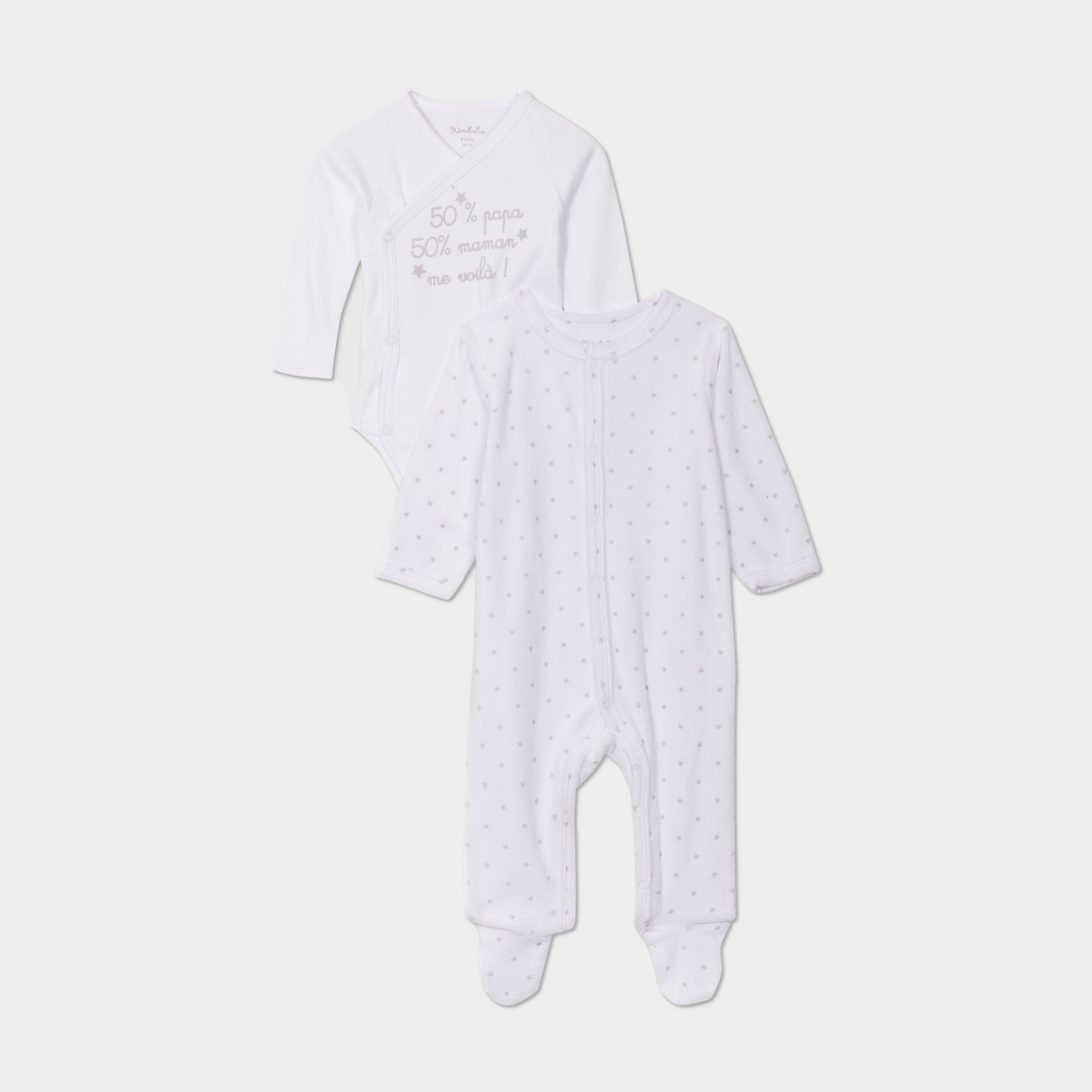 Ensemble pyjama et body effet velours blanc bébé | La Halle