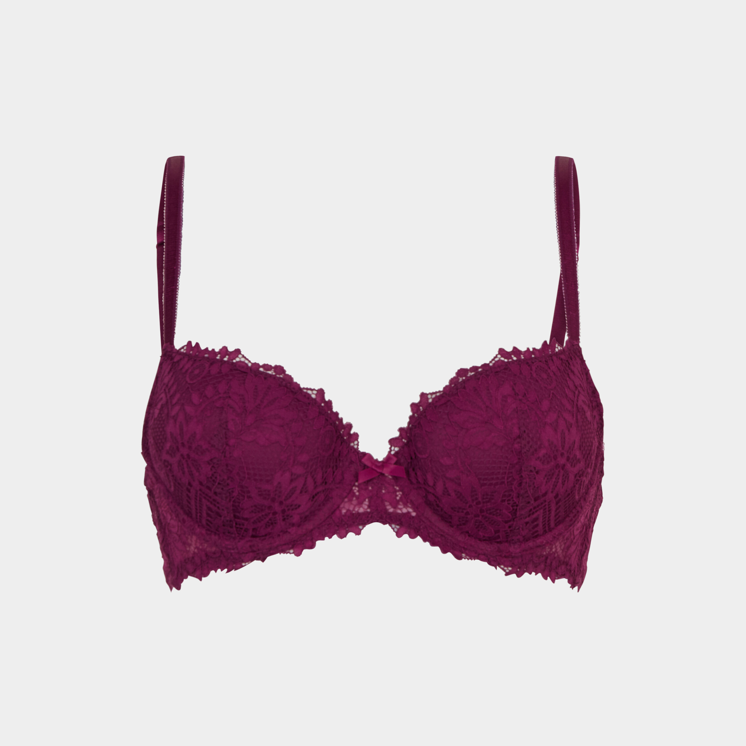 Soutien-gorge emboîtant paddé dentelle rouge femme | La Halle