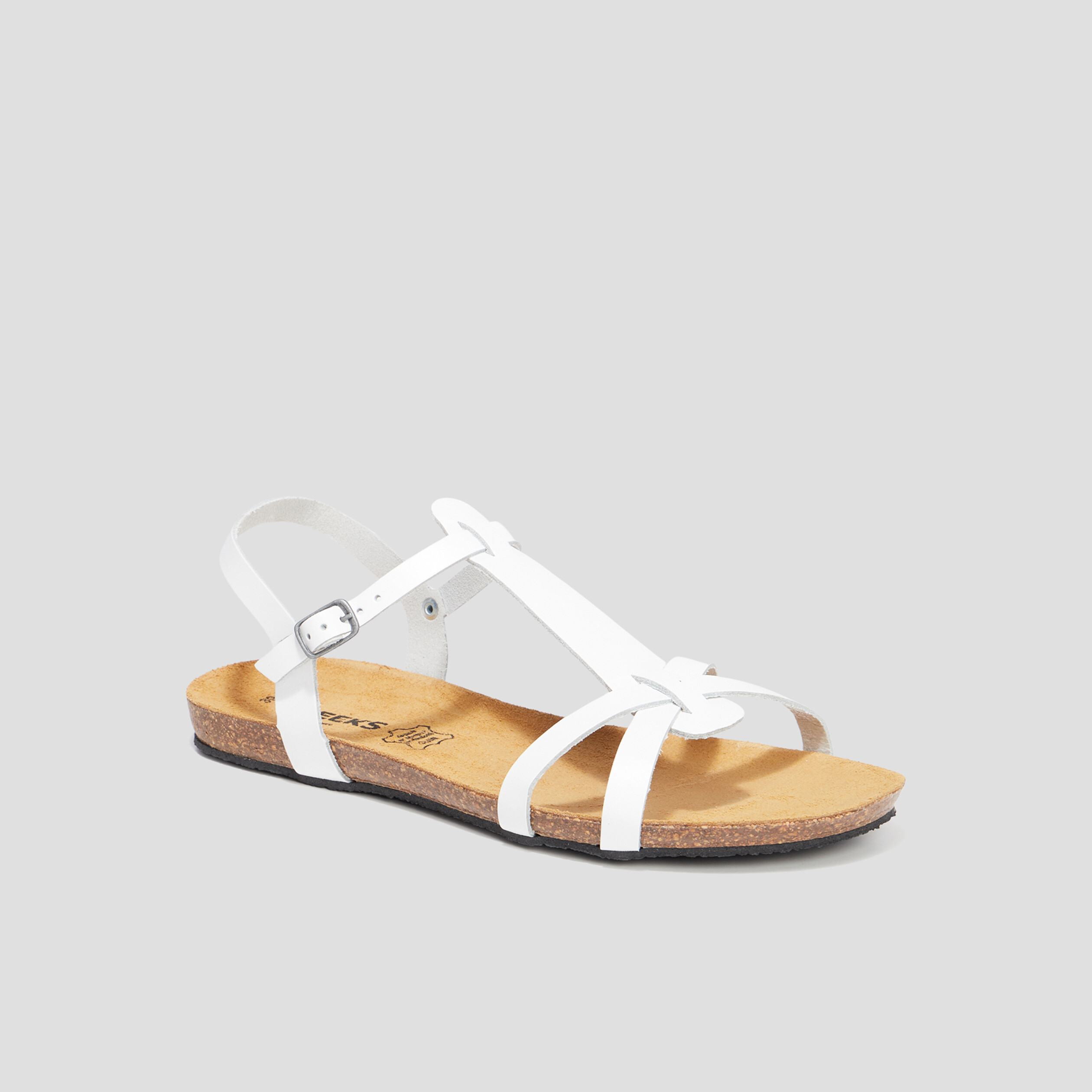 Sandales plates en cuir Creeks blanc femme | La Halle