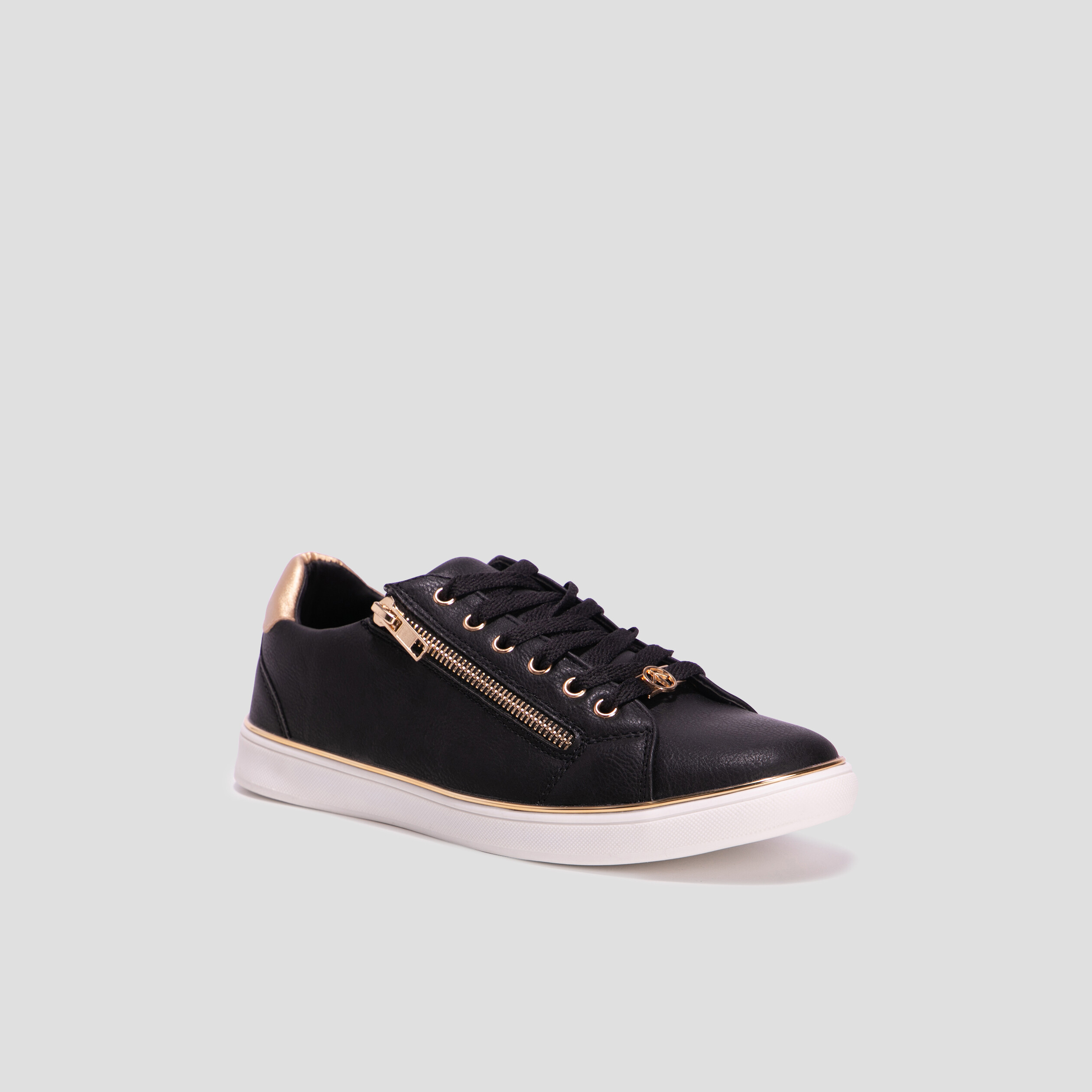 Baskets tennis basses fermeture zippée noir femme | La Halle