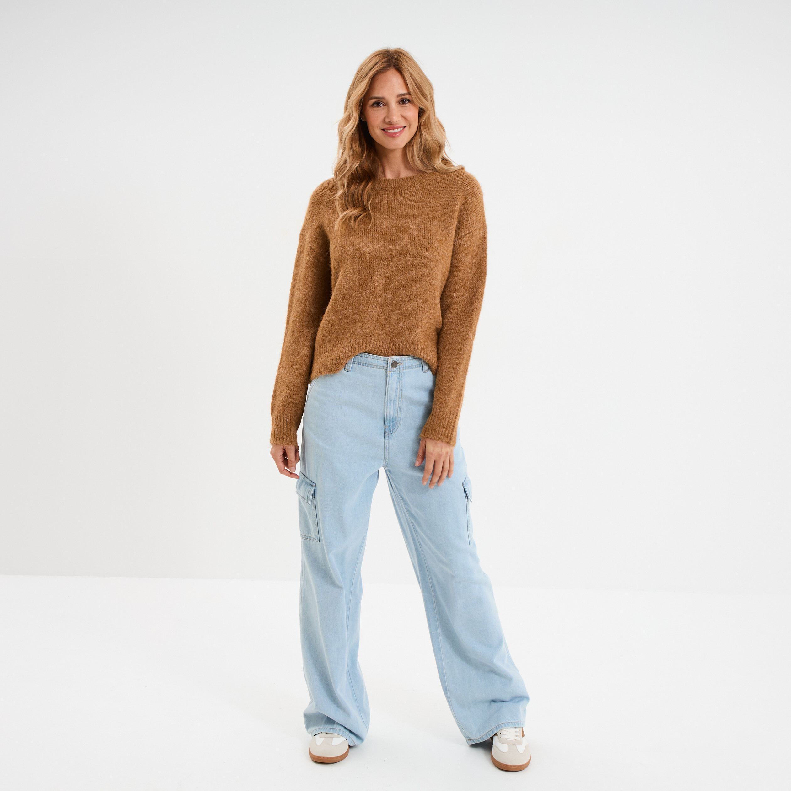 Jeans cargo poches à rabat Liberto denim triple stone femme | La Halle