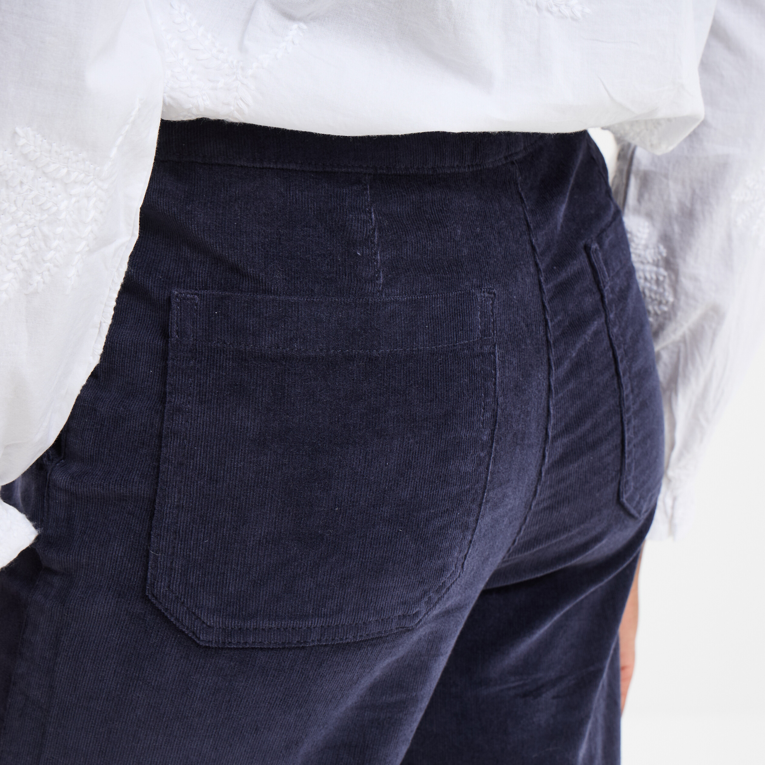 Pantalon effet velours à pont 7/8ème bleu foncé femme | La Halle