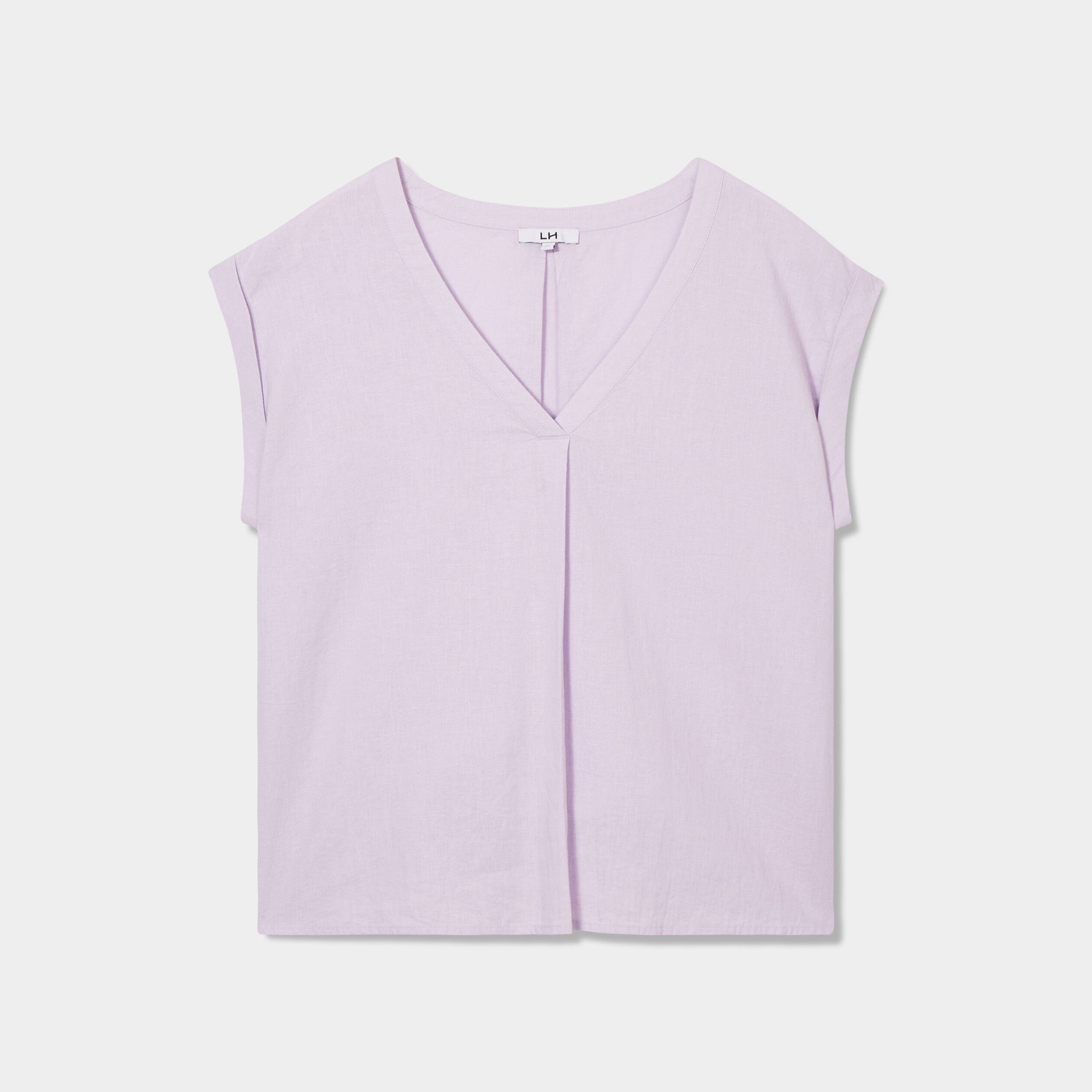 Blouse en lin manches courtes violet clair femme | La Halle