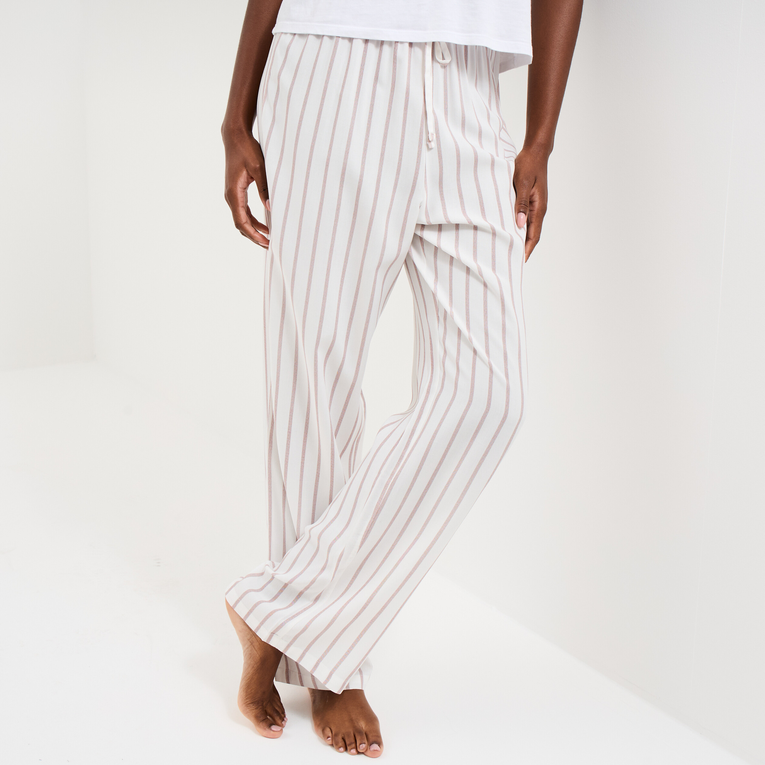 Pantalon de pyjama fluide ecru femme | La Halle