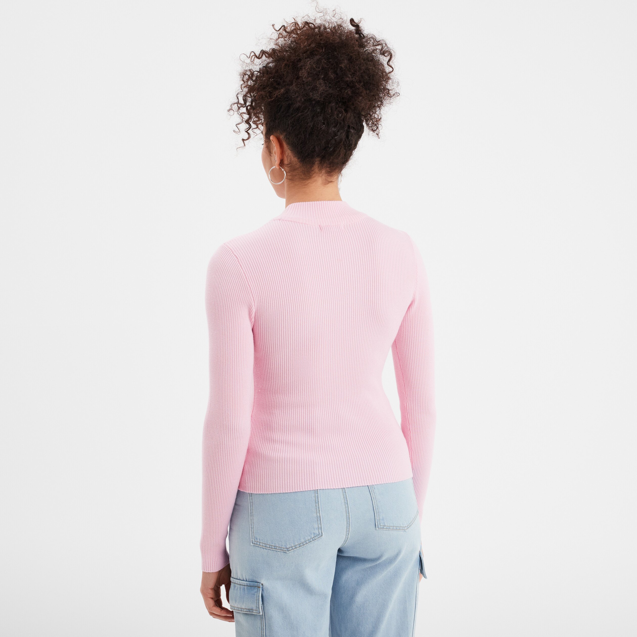 Pull côtelé col montant Creeks rose femme | La Halle