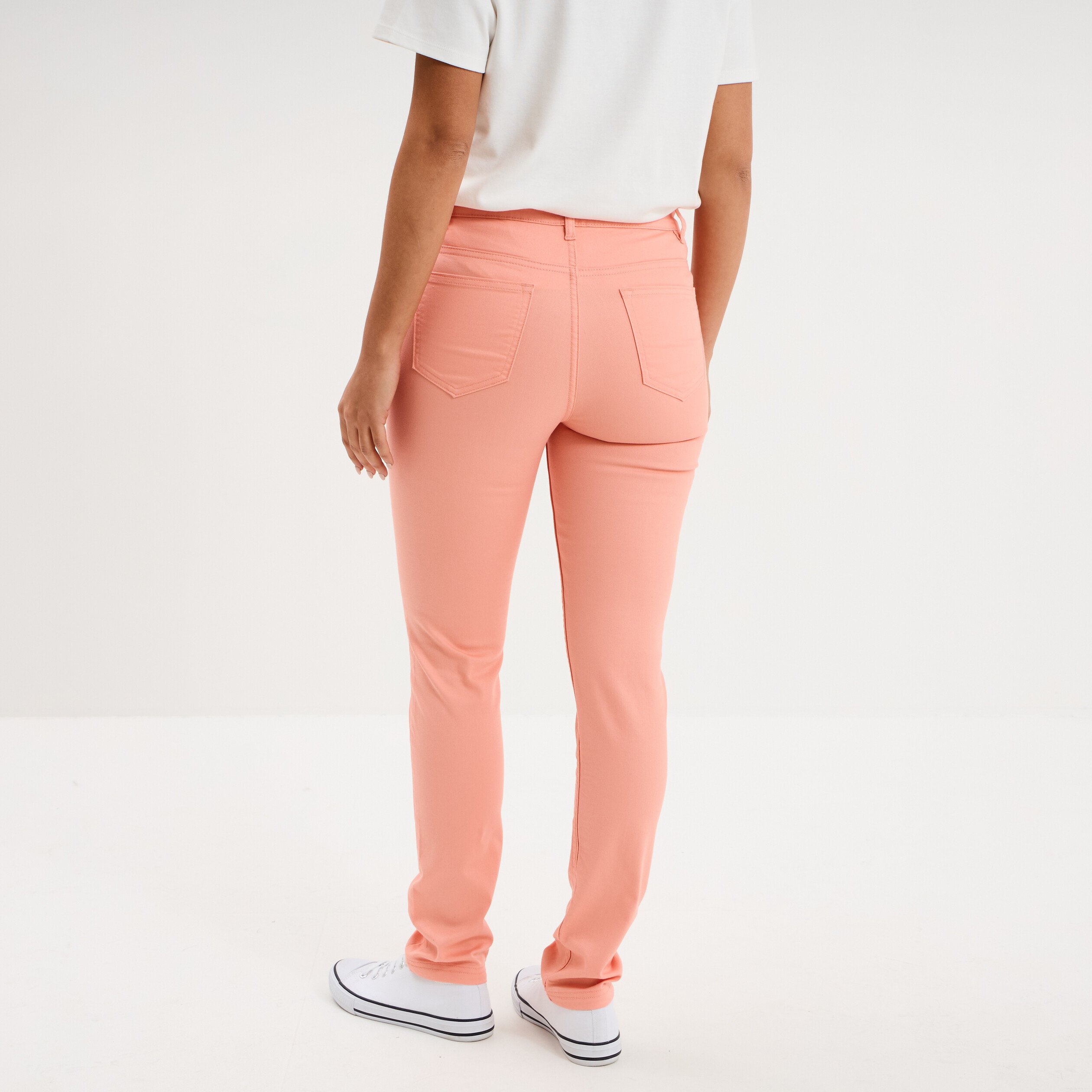 Pantalon slim orange corail femme | La Halle