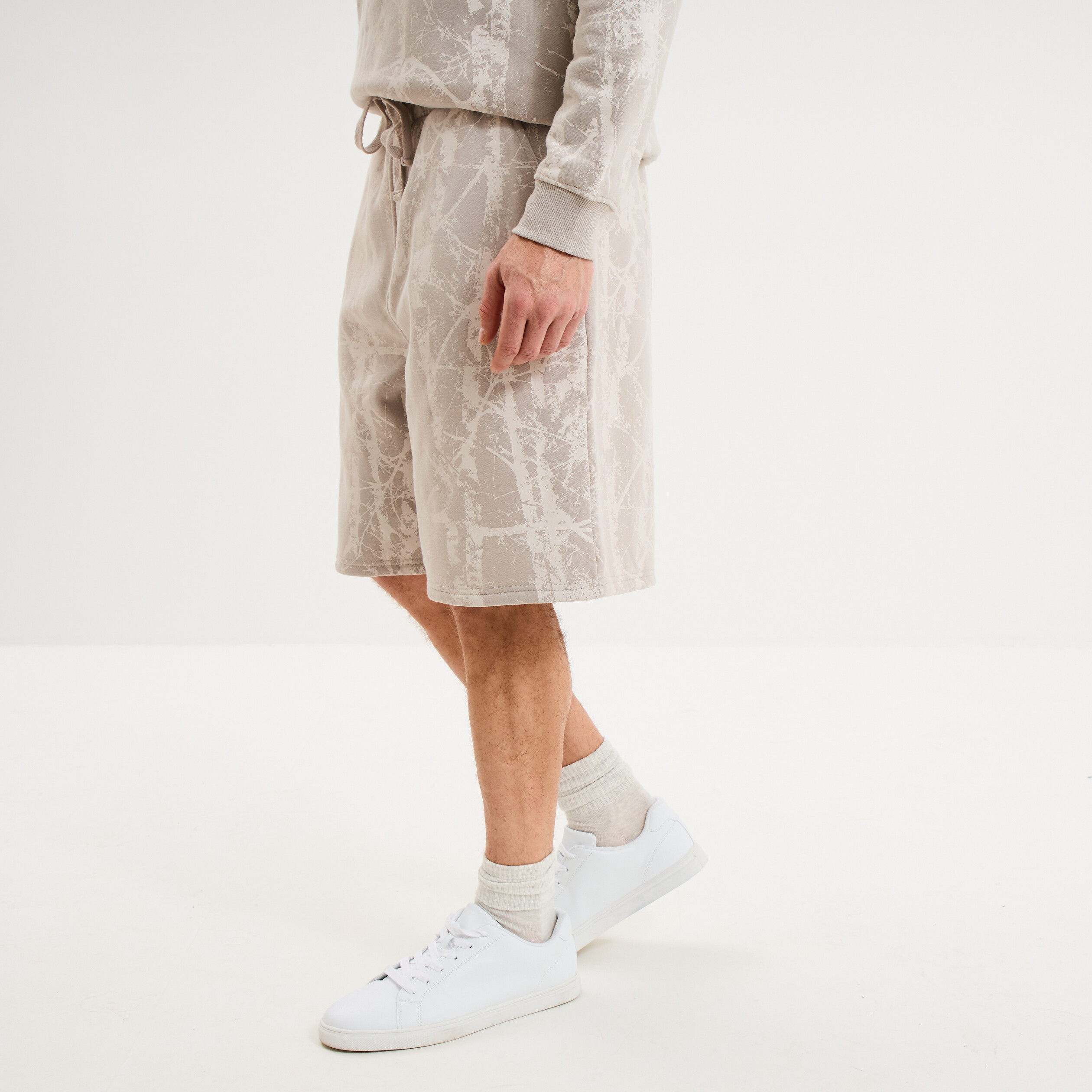 Short de jogging long coupe large gris clair homme | La Halle