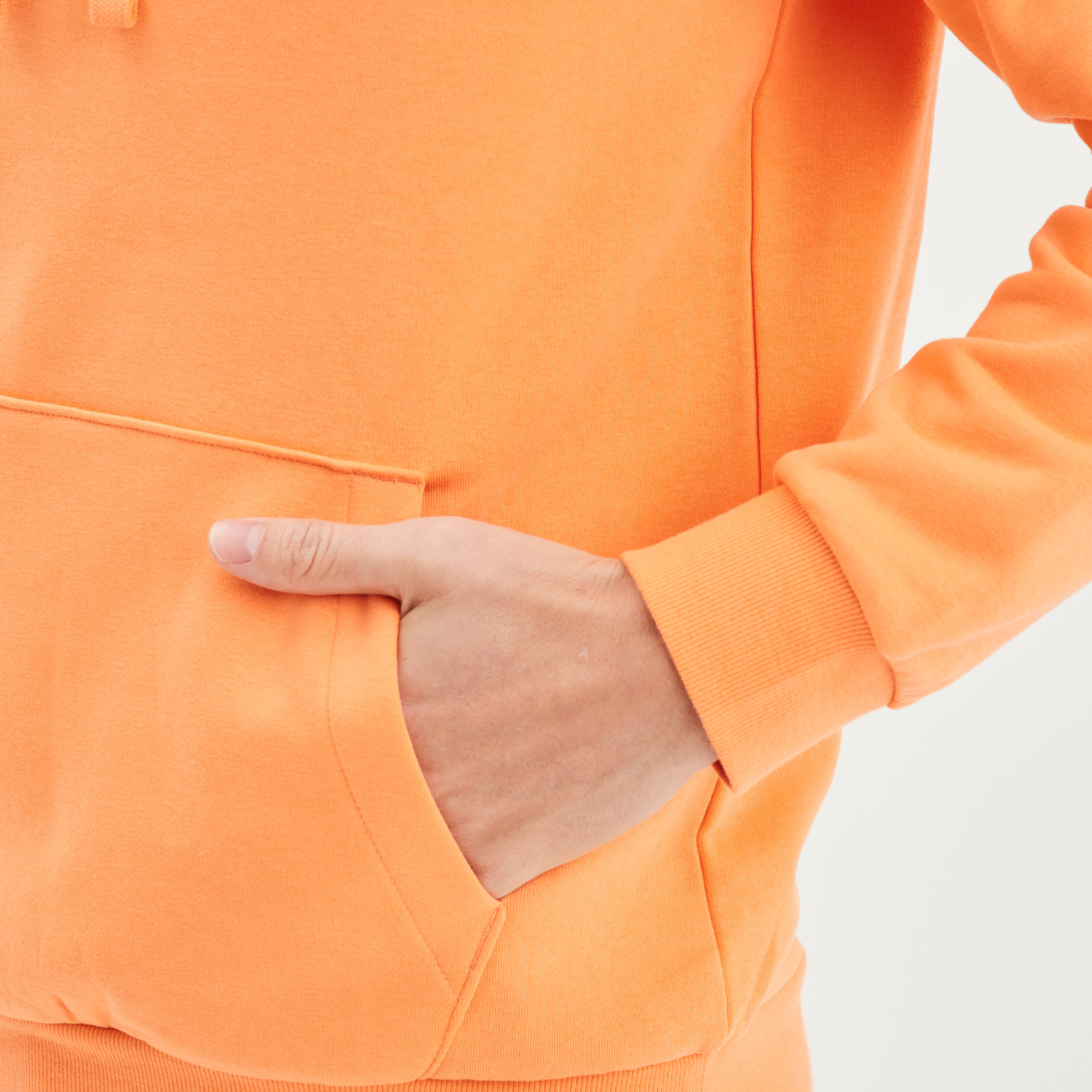 Sweat molleton à capuche hoodie orange corail homme | La Halle