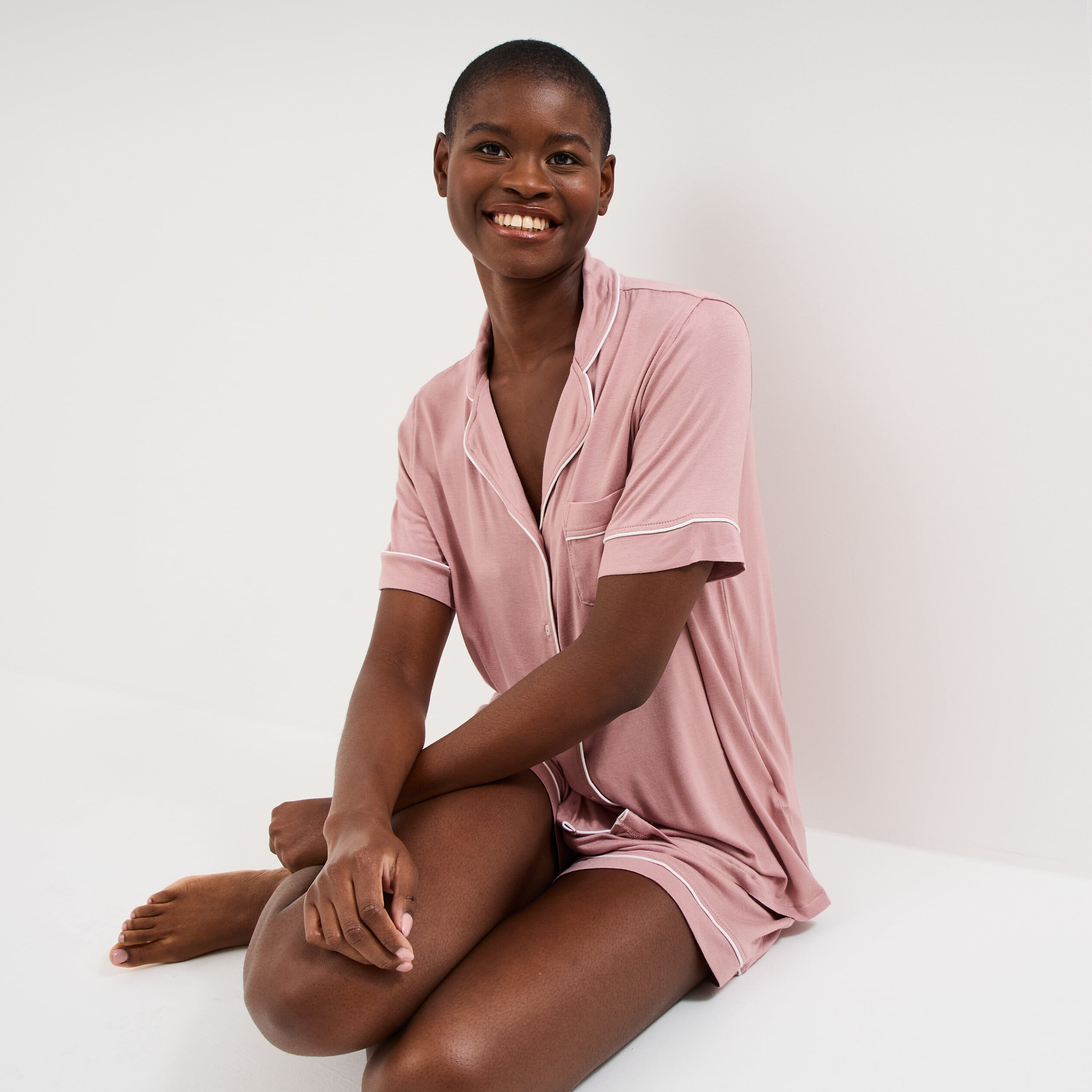 Ensemble pyjama fluide short et chemise mauve femme | La Halle