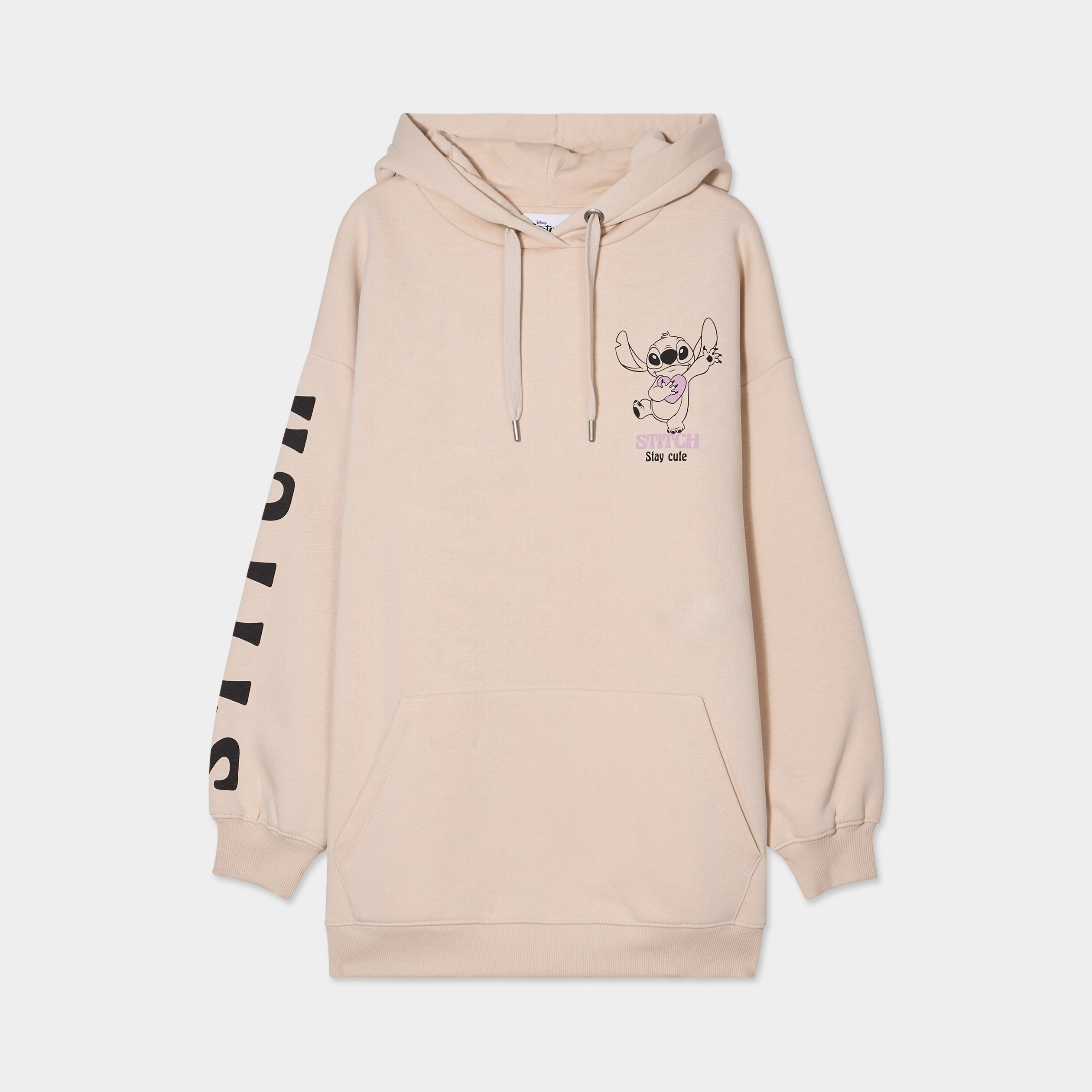 Sweat hoodie à capuche mi-long Stitch sable femme | La Halle