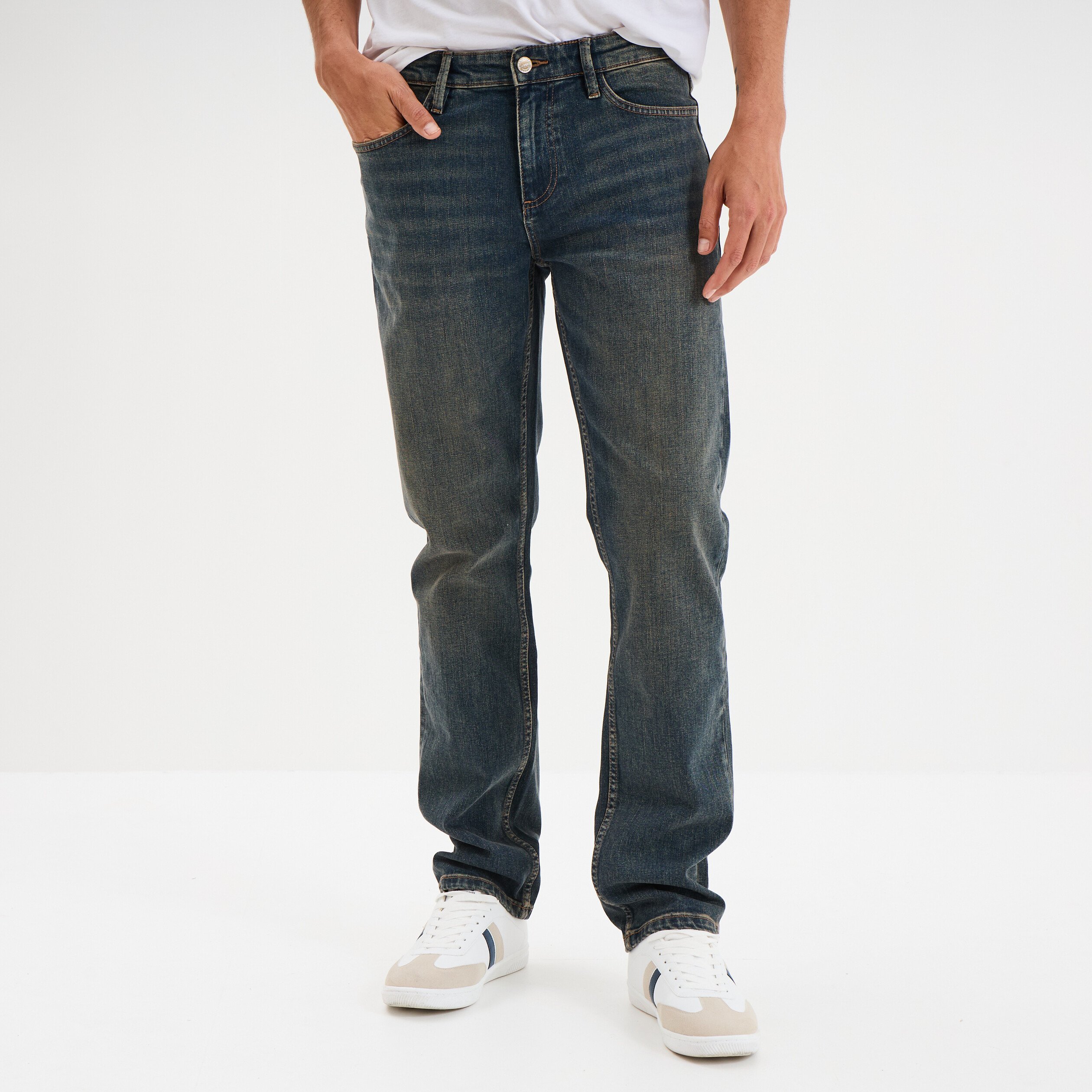 Jeans regular 5 poches denim dirty homme | La Halle