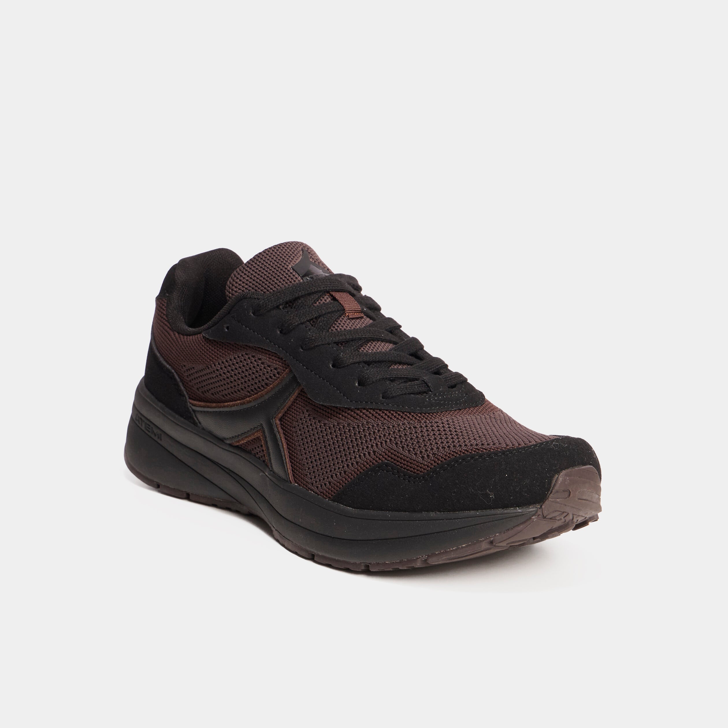 Baskets running de sport à lacets marron homme | La Halle