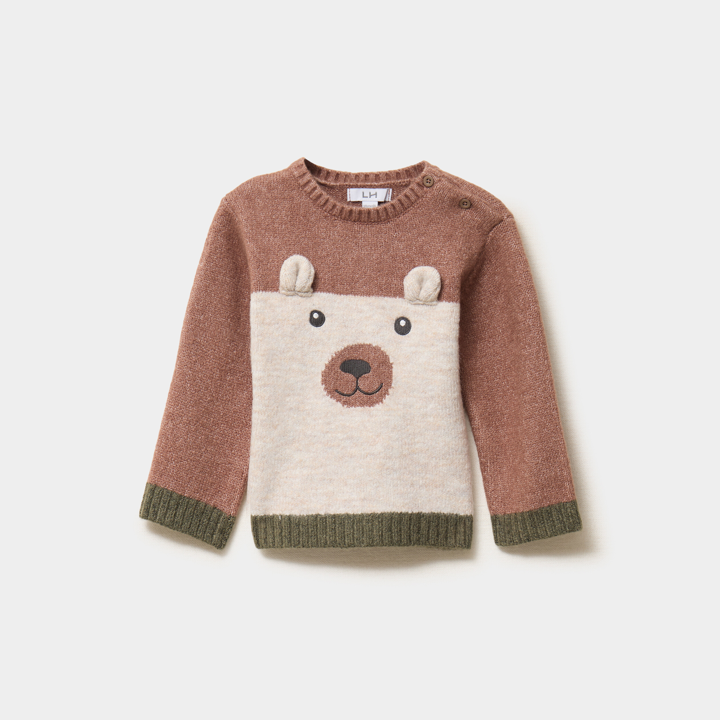 Pull col rond manches longues taupe bébé garçon | La Halle