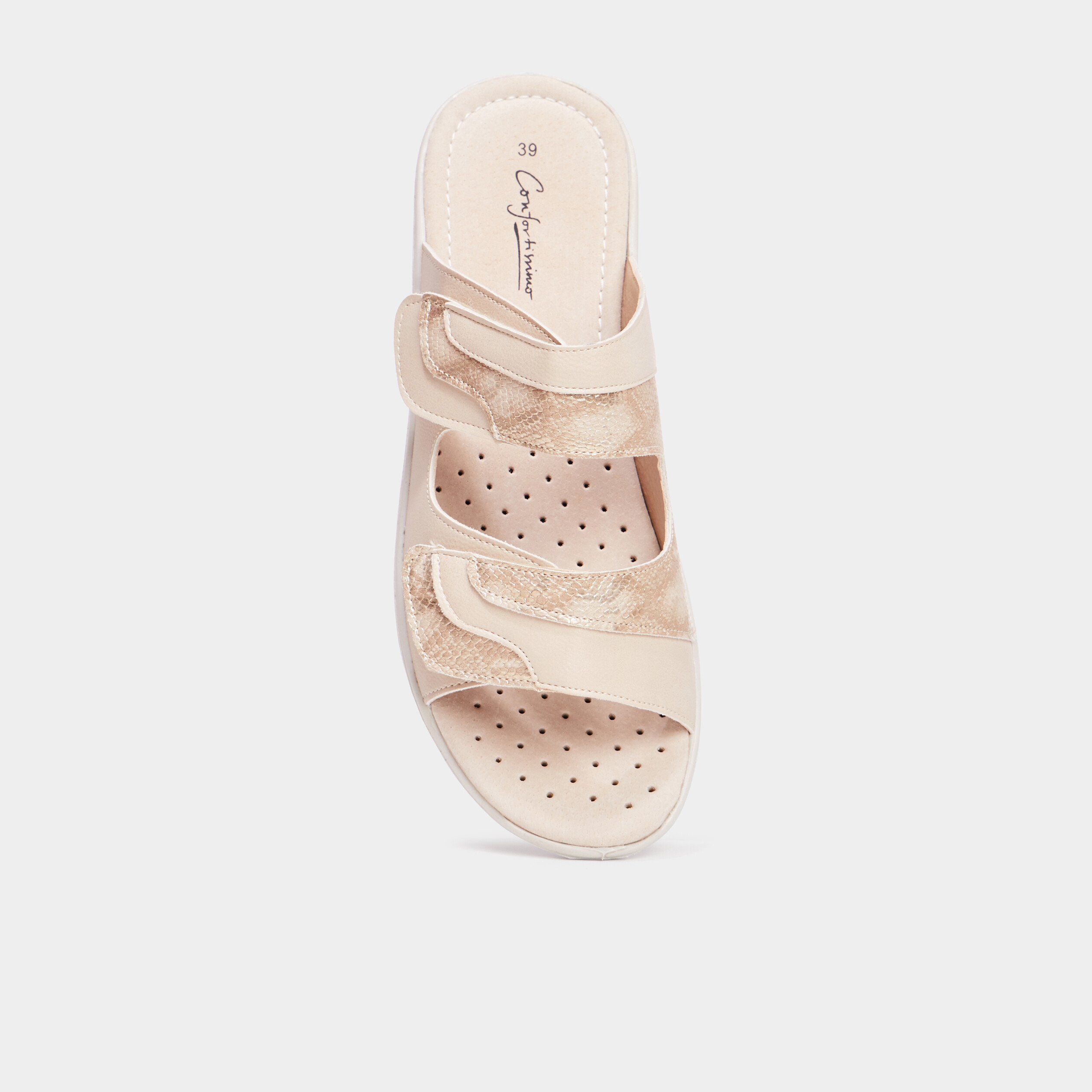 Sandales à scratchs cuir Confortissimo sable femme | La Halle