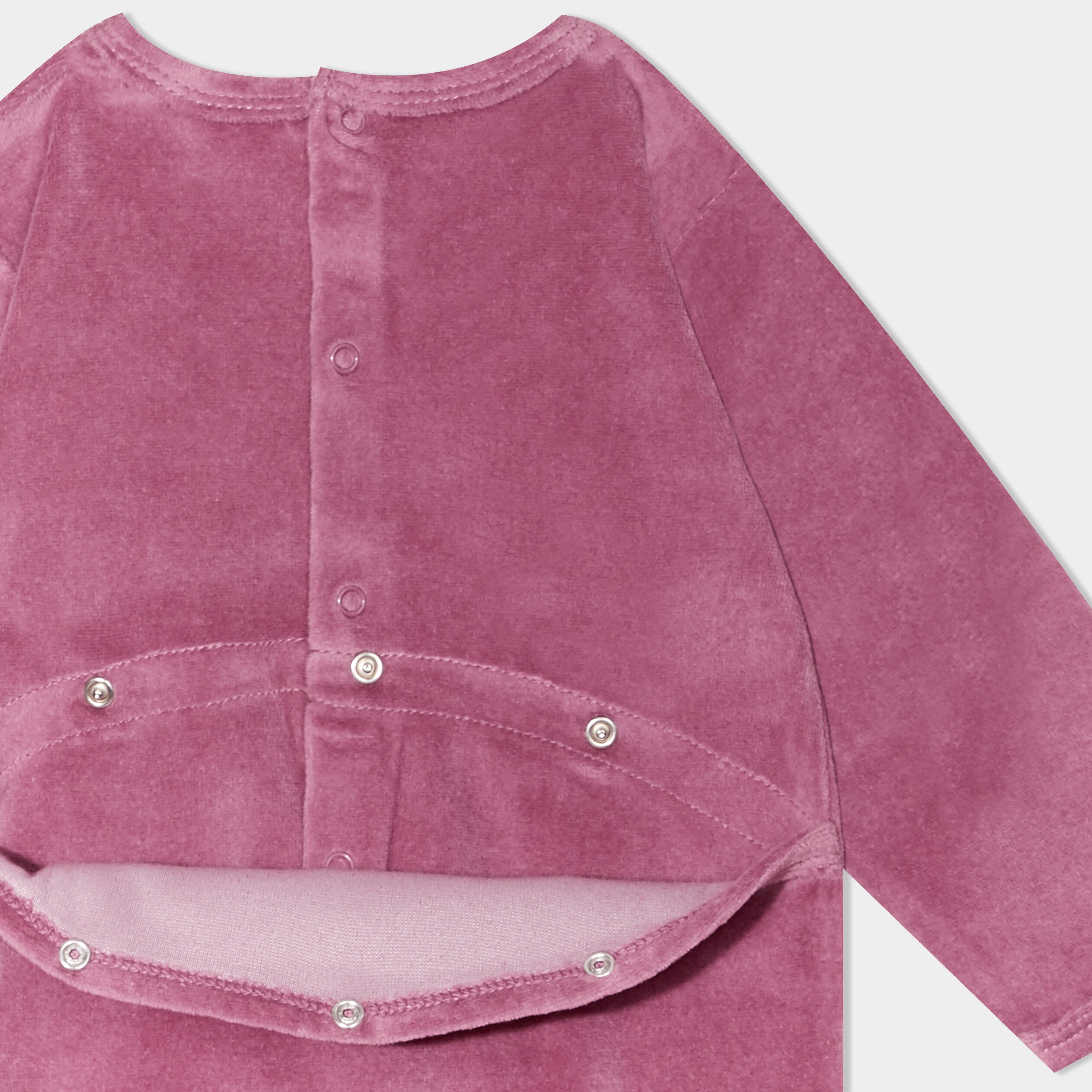 Dors-bien manches longues effet velours prune bébé | La Halle