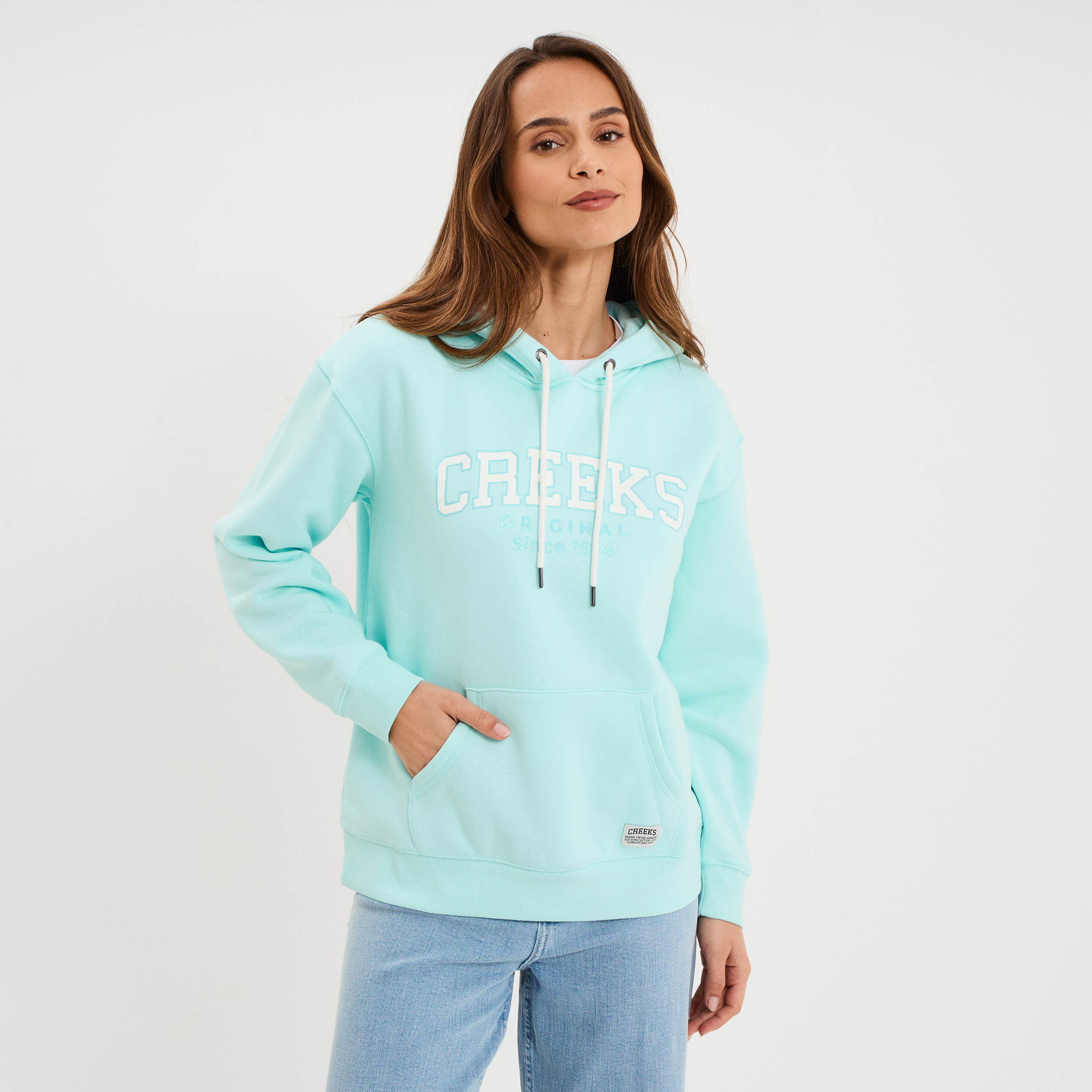 Sweat à capuche hoodie bleu turquoise femme | La Halle