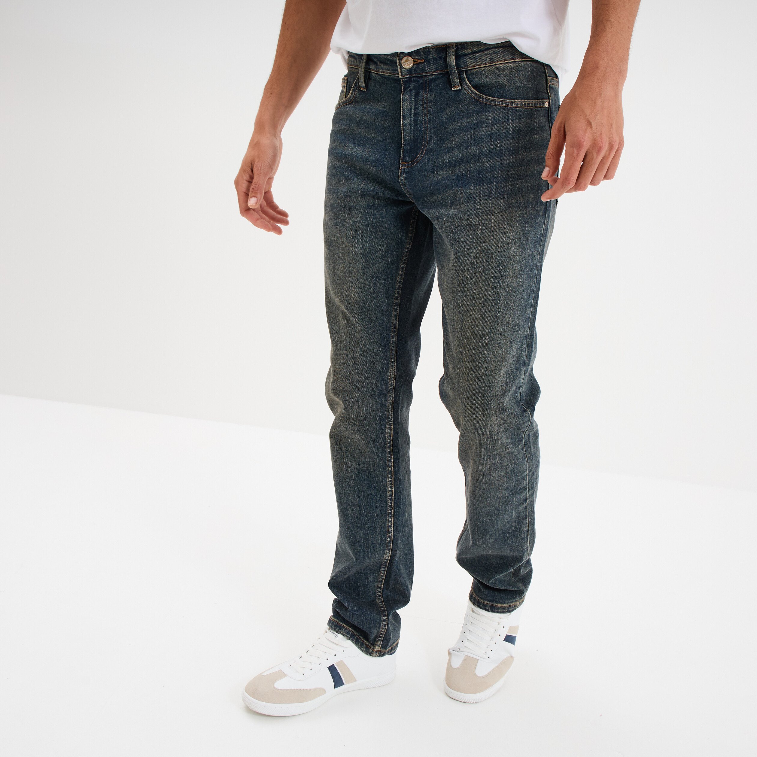 Jeans regular 5 poches denim dirty homme | La Halle